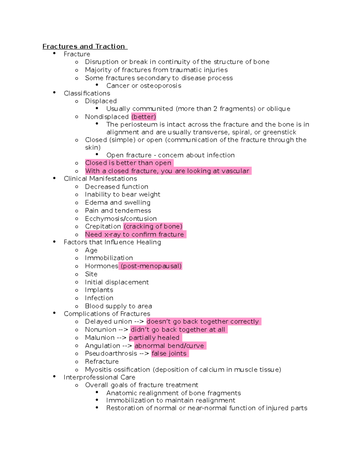 Fractures and traction - Fractures and Traction Fracture o Disruption ...
