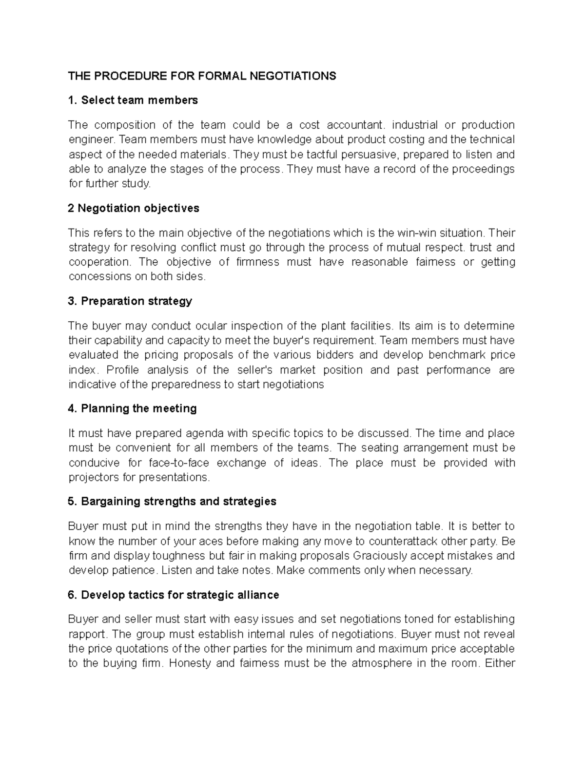 Lesson 29 THE Procedure FOR Formal Negotiations - THE PROCEDURE FOR ...