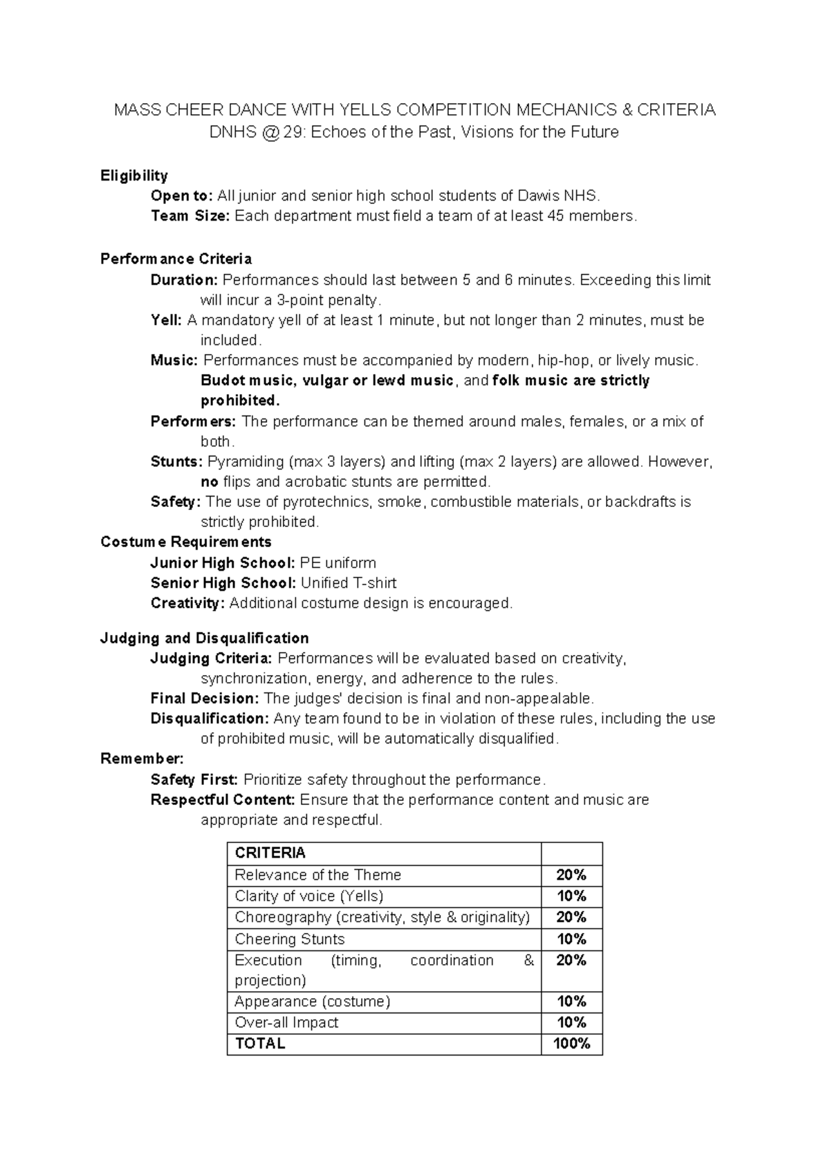 MASS Cheer Dance WITH Yells Competition Mechanics - MASS CHEER DANCE ...