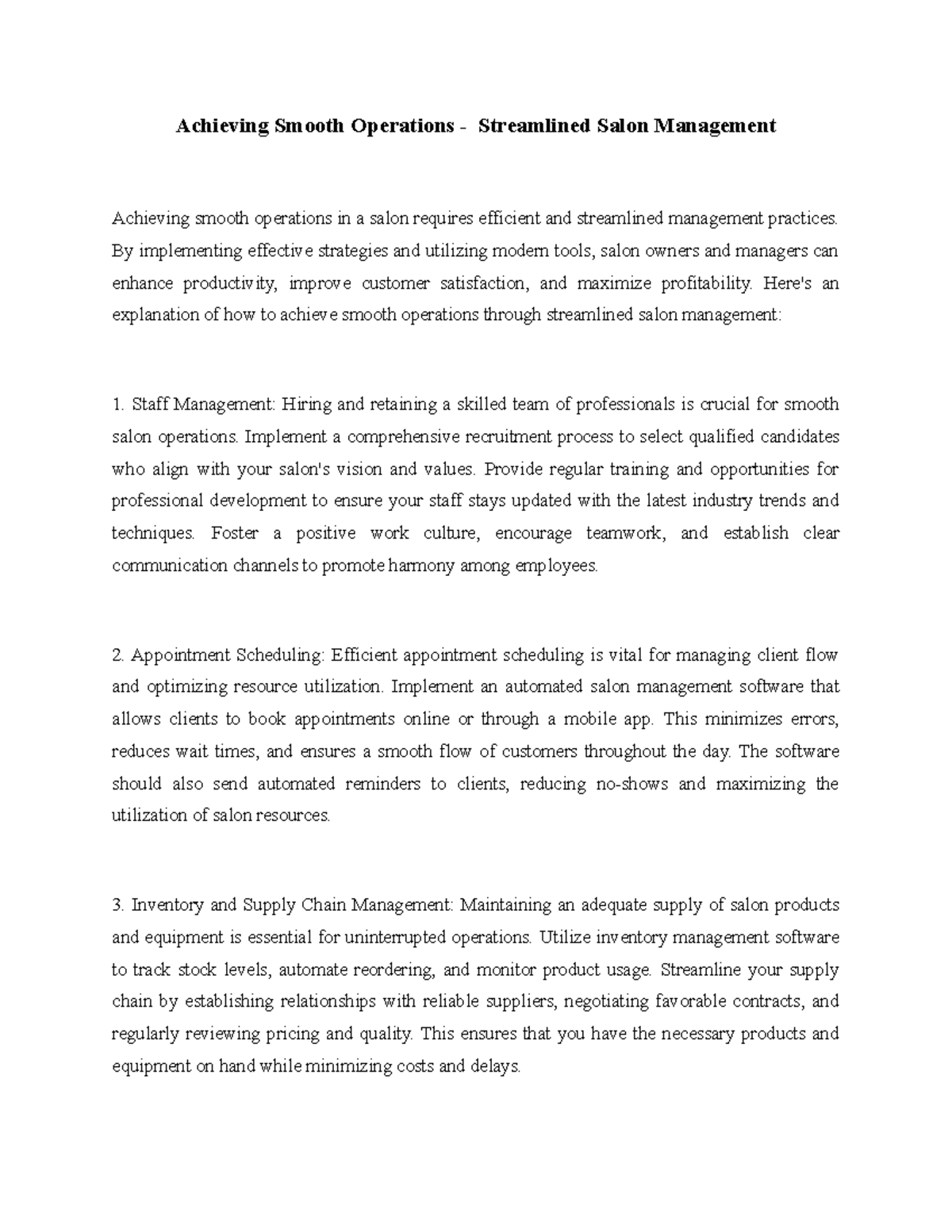 Achieving Smooth Operations - By implementing effective strategies and ...