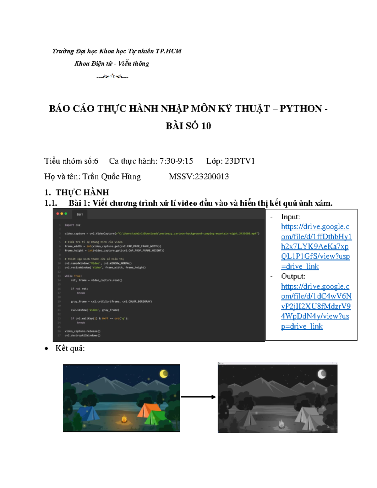 23DTV1 - Báo cáo TH NMKT Python 10 - BÁO CÁO THỰC HÀNH NHẬP MÔN KỸ THUẬT – PYTHON - BÀI SỐ 10 ...