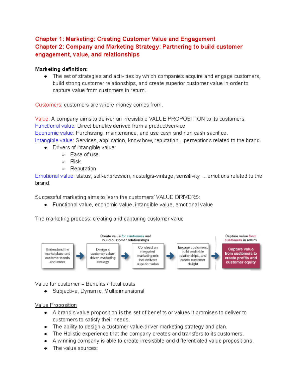 Marketing Notes 2 - Chapter 1: Marketing: Creating Customer Value and ...