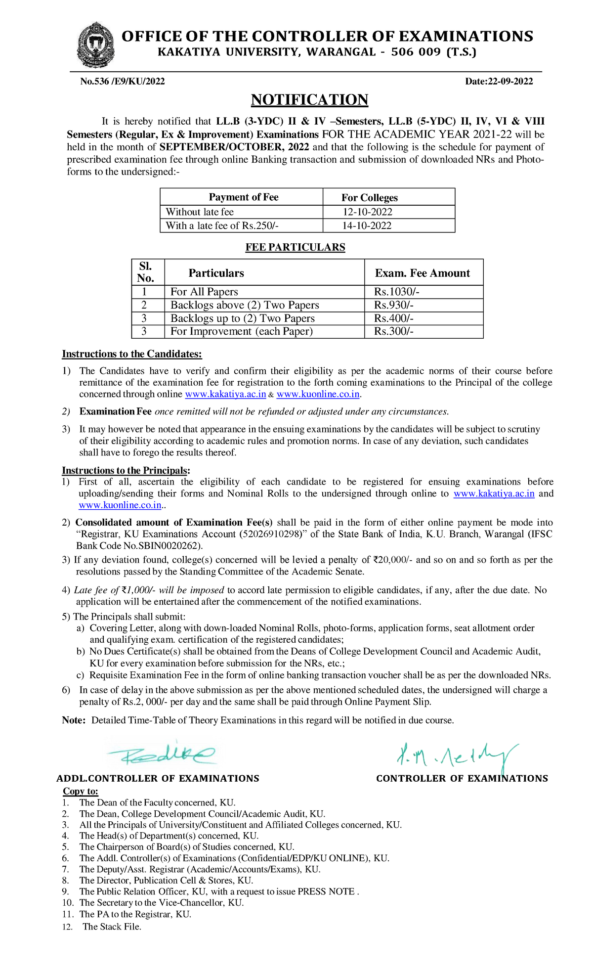 L.L.B. (3YDC) 5YDC - Jxbbcnn - OFFICE OF THE CONTROLLER OF EXAMINATIONS KAKATIYA UNIVERSITY ...