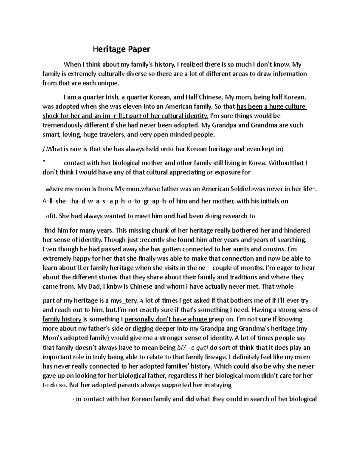 Document 46 - essay - Heritage Paper When I think about my family's ...
