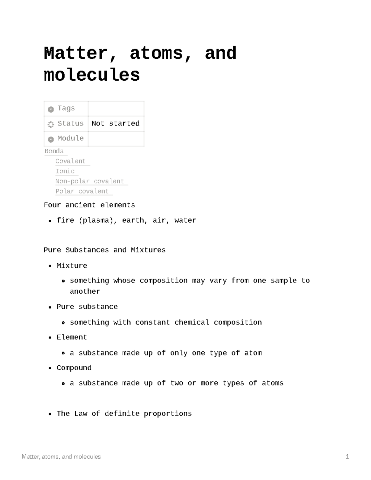 Matter atoms and molecules - Studocu