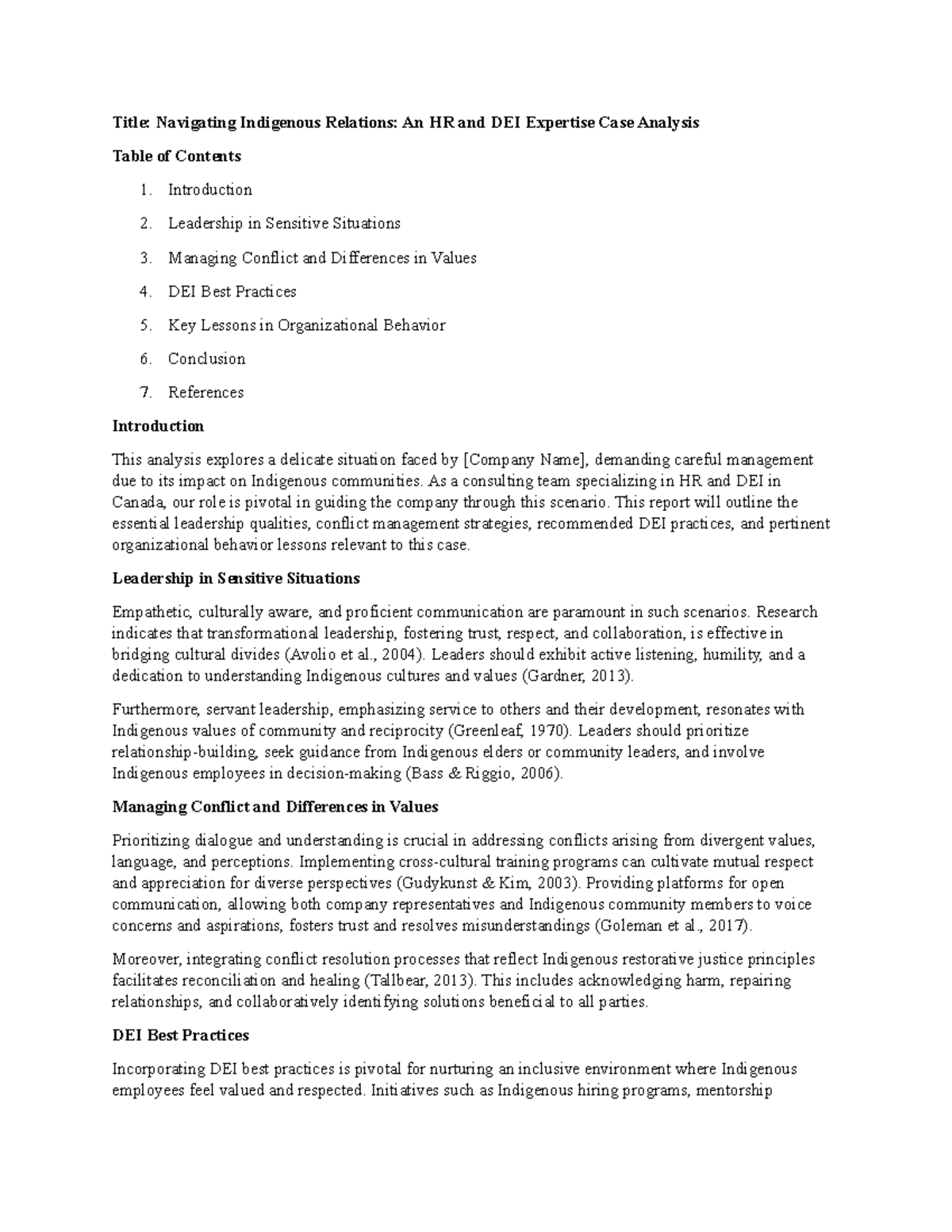 New ob assignment - Title: Navigating Indigenous Relations: An HR and ...