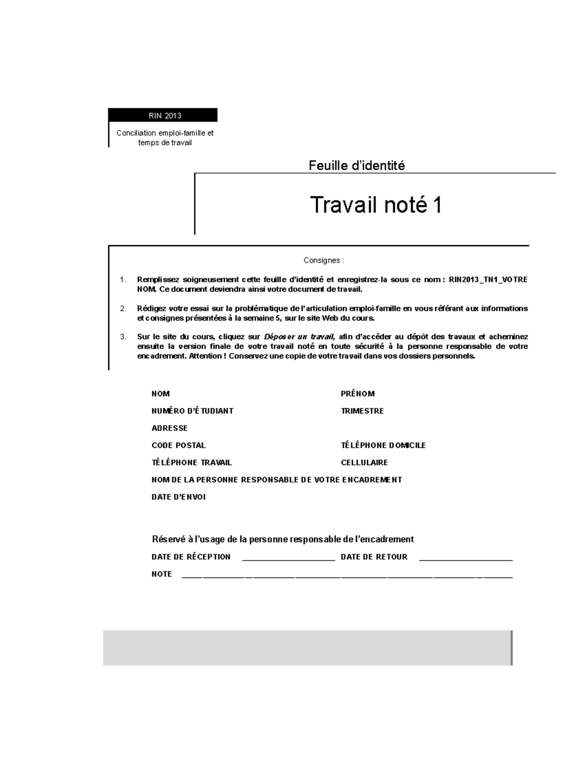 Rin2013 tn1 - Travail noté 1 - RIN 2013 Conciliation emploi-famille ...