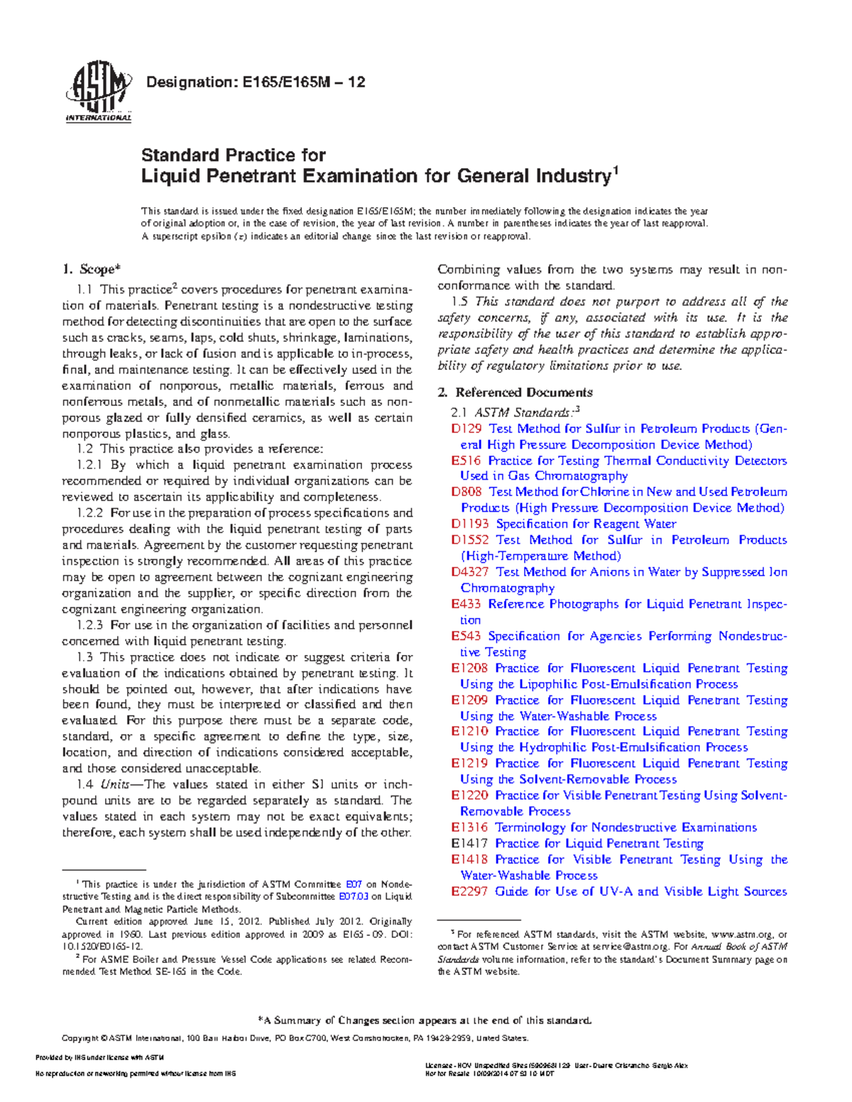 ASTM E 165 - ninguna - Designation: E165/E165M – 12 Standard Practice ...