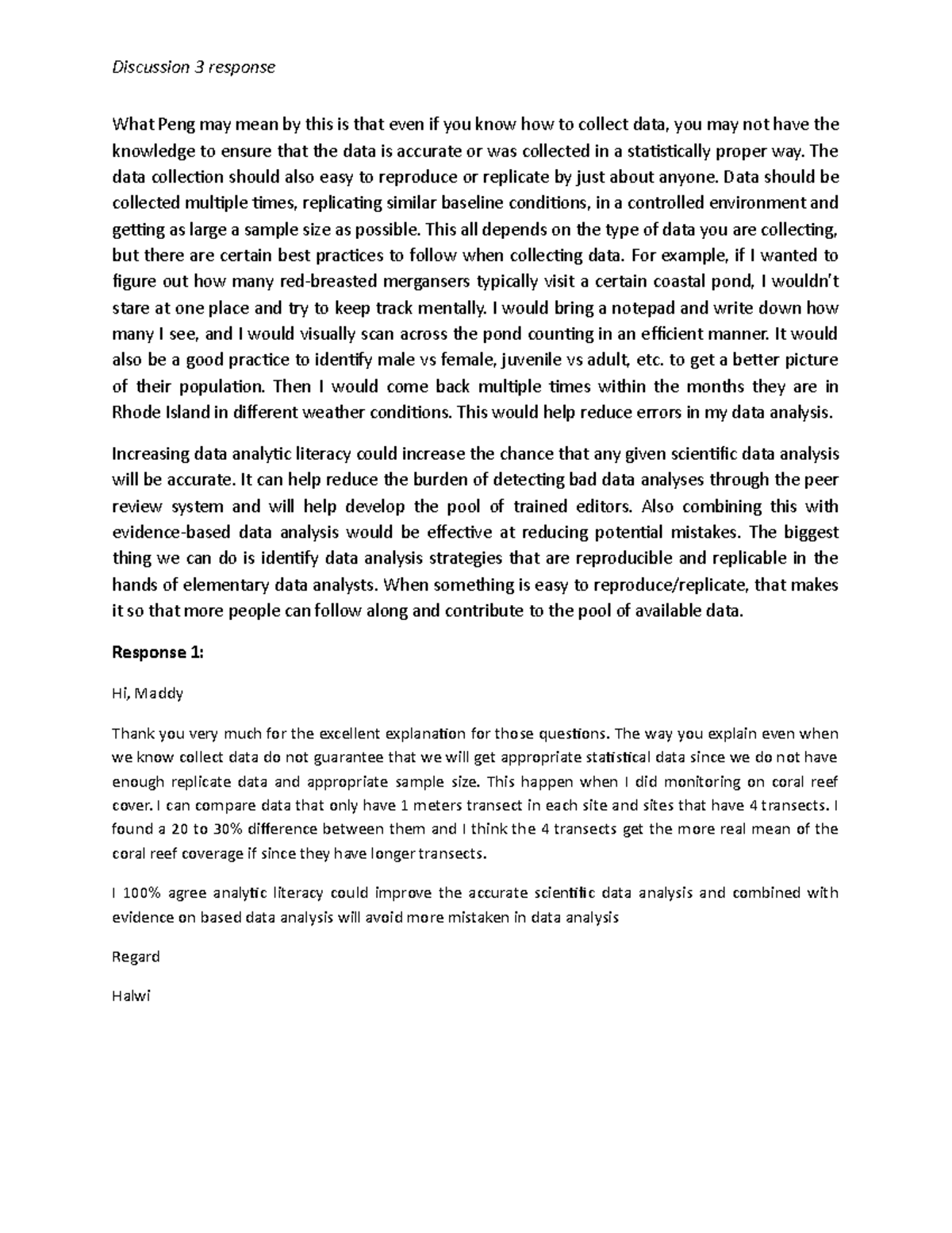 Discussion 3 Response 1 - Discussion 3 response What Peng may mean by ...