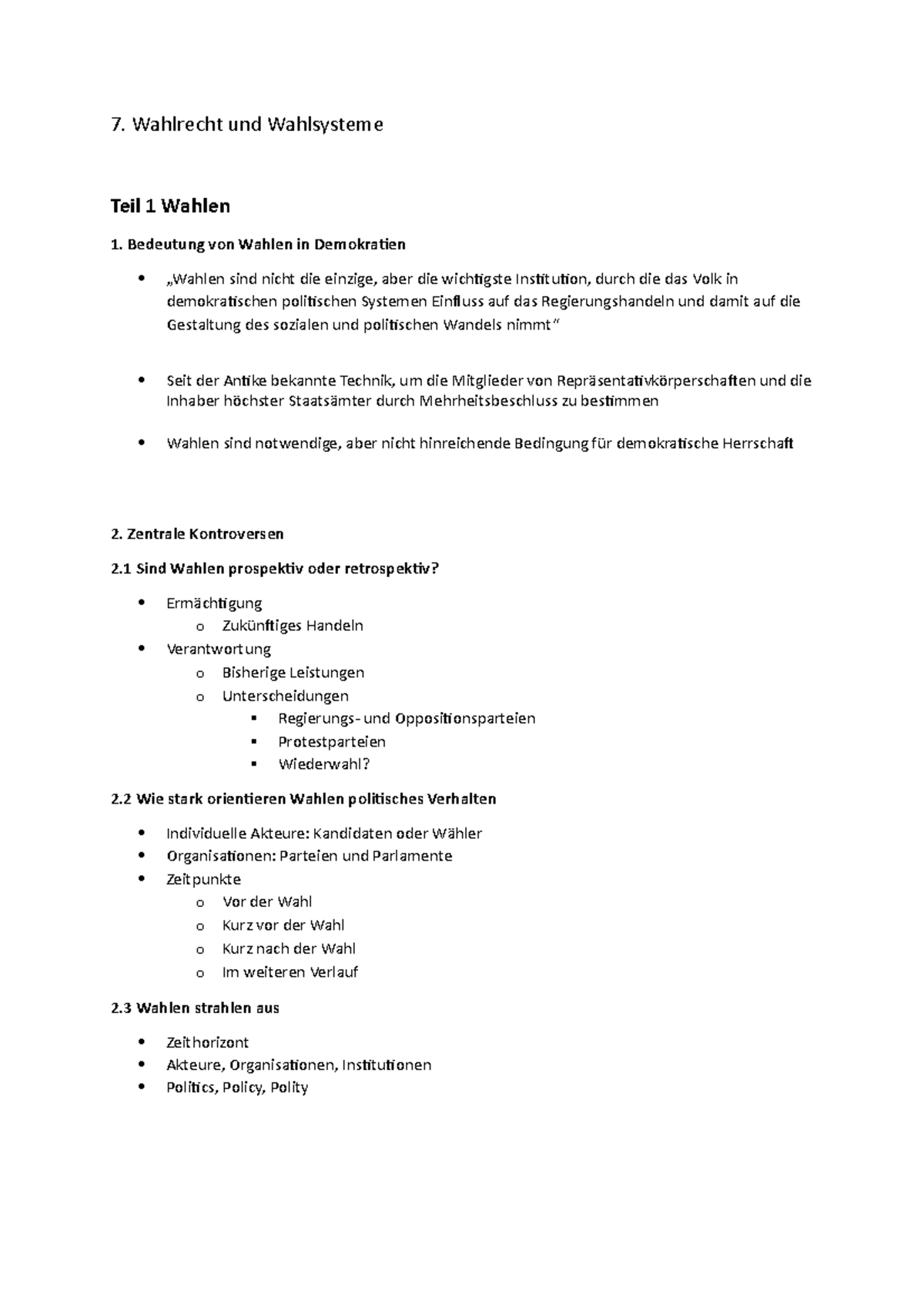 7. Wahlrecht und Wahlsysteme Vergleichende Politikwissenschaft ...
