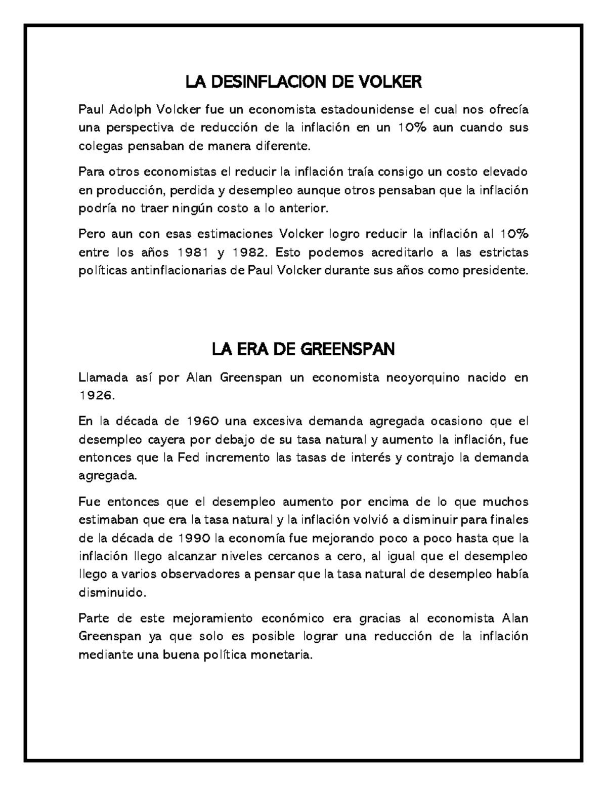 Mariana Ocejo - AYUDA PARA EXPOSICIÓN - LA DESINFLACION DE VOLKER Paul ...