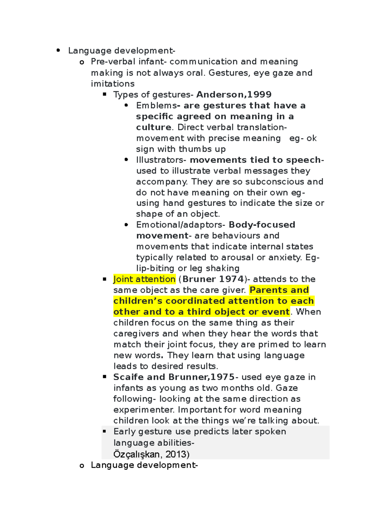 Language development-dev - Language development- o Pre-verbal infant ...