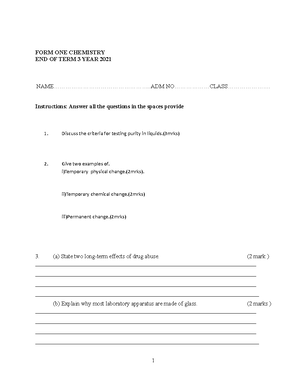 Organic chem past papers - UNIVERSITY EXAMINATION SCHOOL OF PURE AND ...