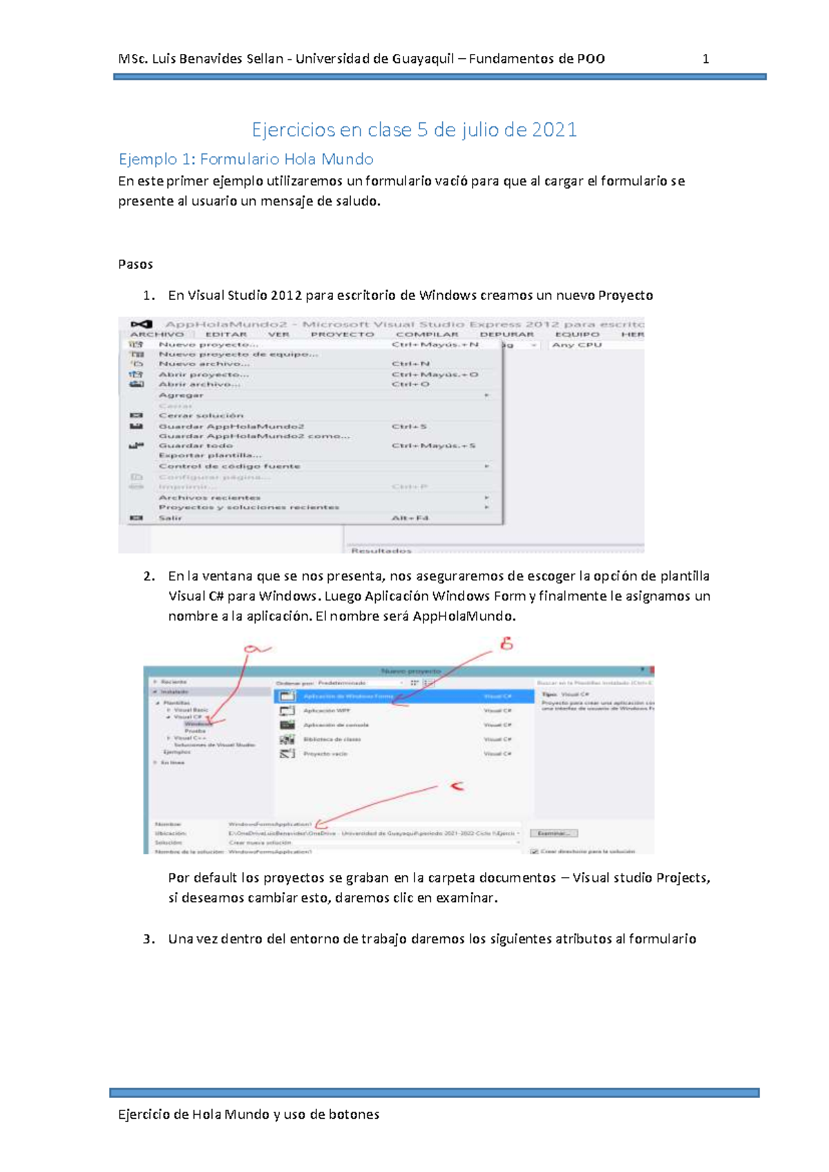 Ejercicios de ´programación visual en Visual C# Visual Studio ...