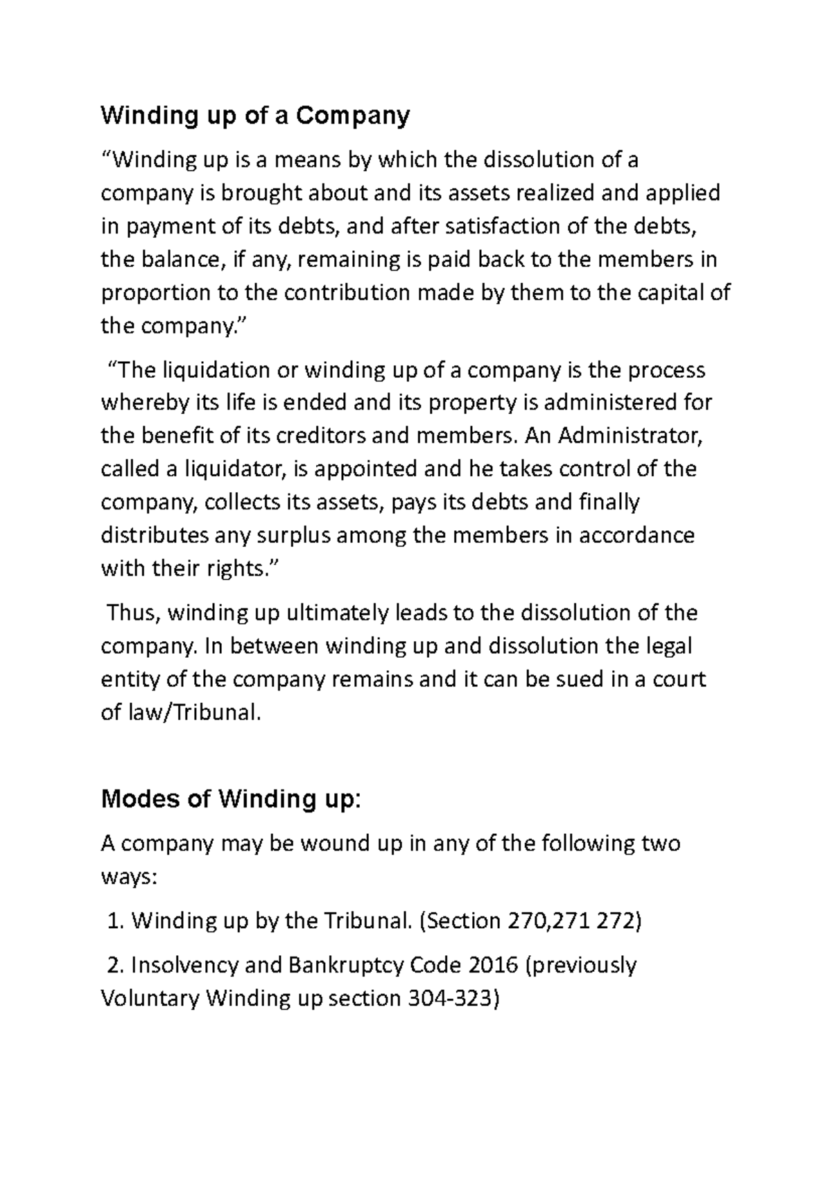 Winding up of a Company by blesson - Winding up of a Company “Winding ...