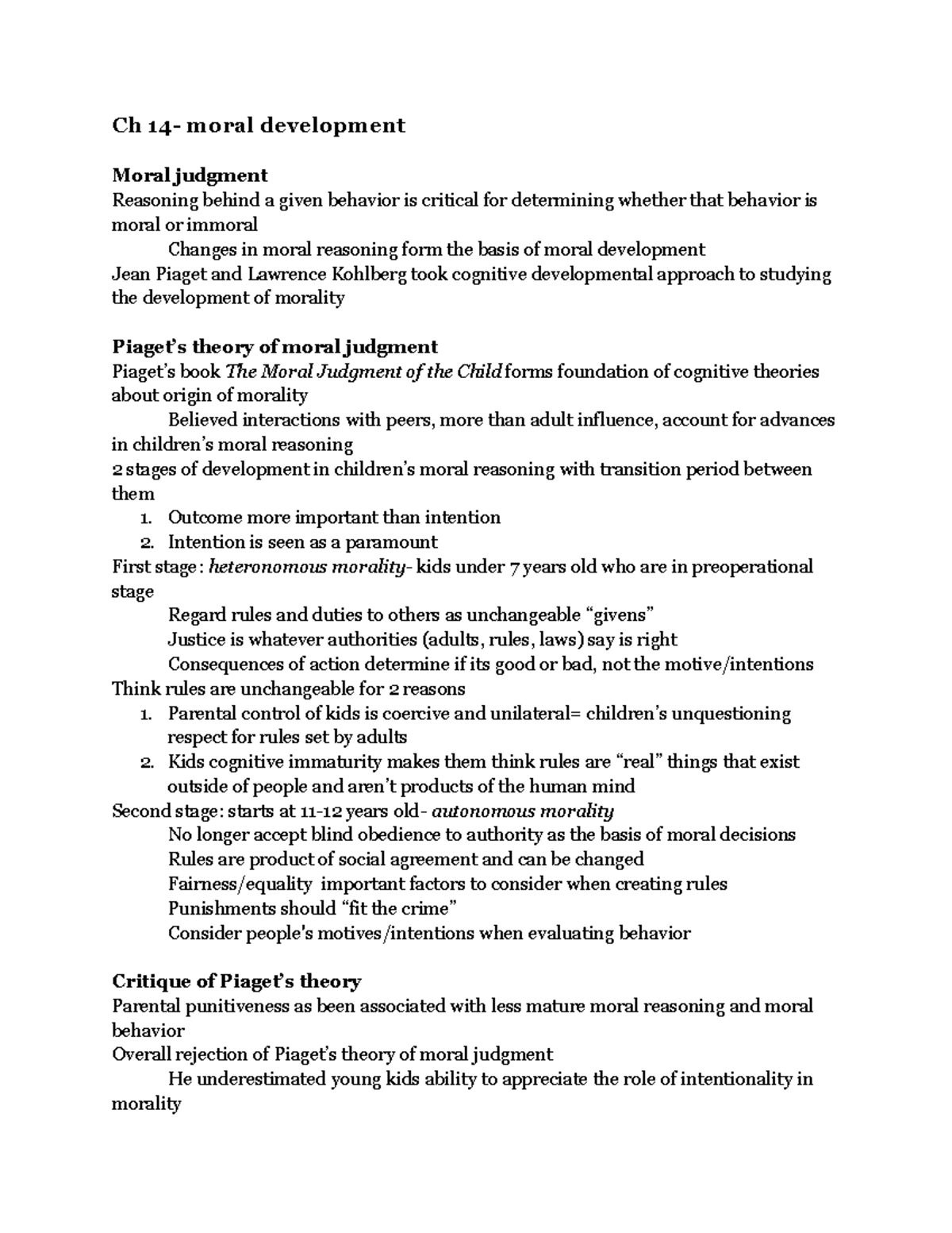 Dev psych ch 14 notes - Summary of chapter 14 in How Children Develop ...