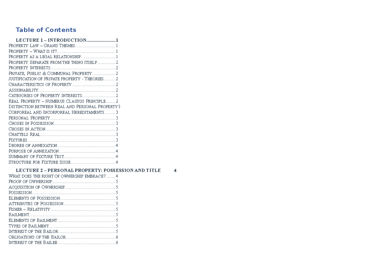 Notes - Super helpful document - Table of Contents LECTURE 1 ...