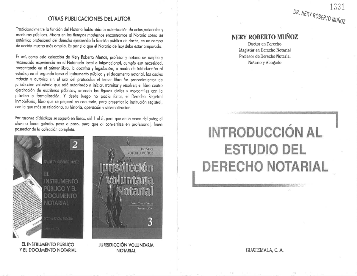 Libro Intro D. Notarial - Derecho Notarial - Studocu