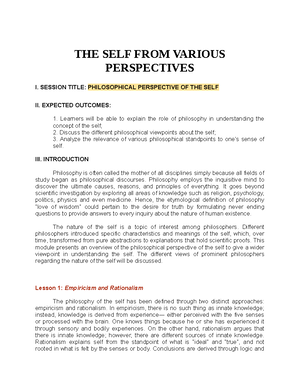 Understanding THE SELF - UNDERSTANDING THE SELF NOTES: Understanding ...
