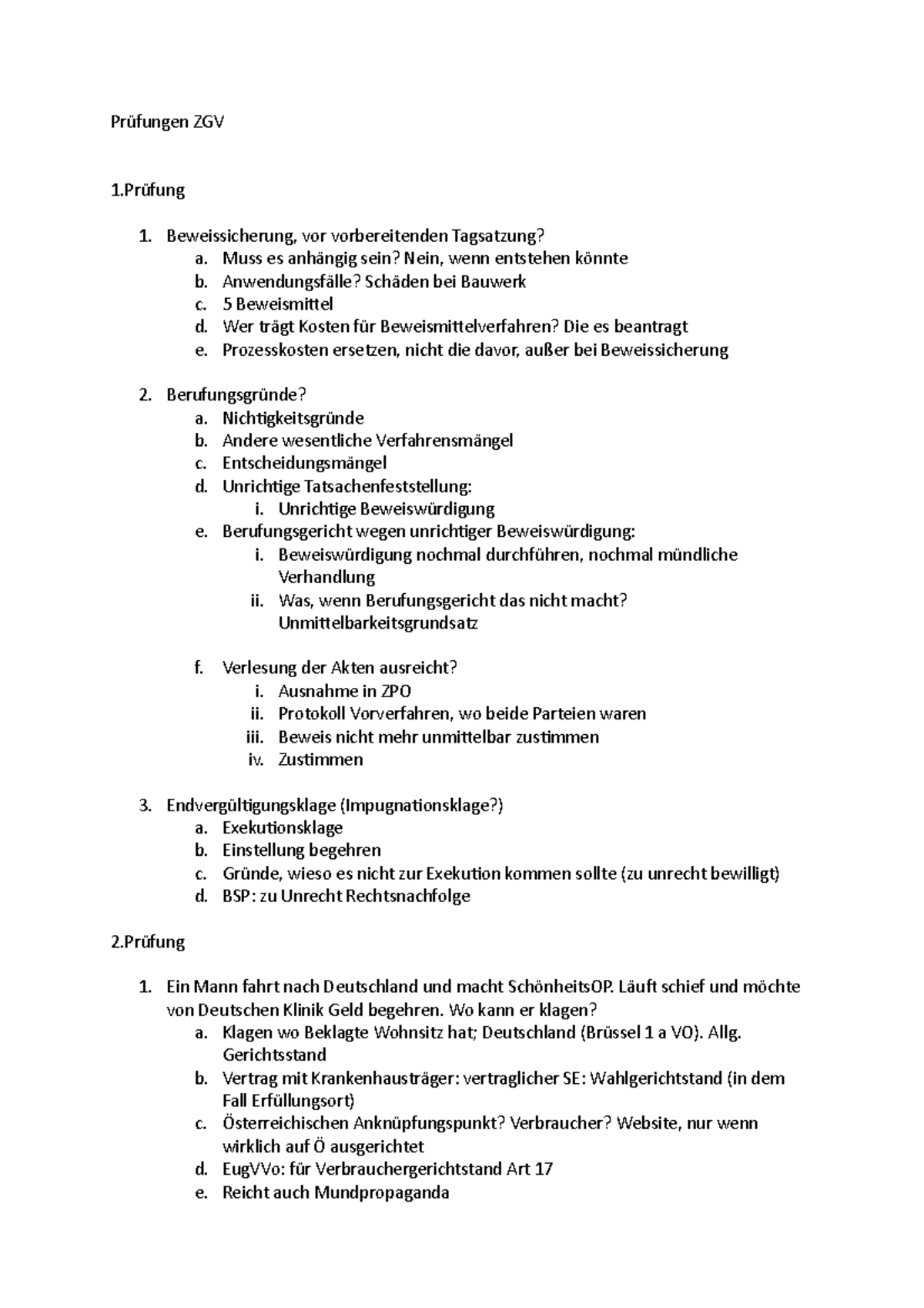 Prüfungen ZGV - Prüfungen ZGV 1üfung Beweissicherung, vor ...