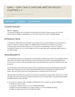 Capstone task 5 Performance Assessment - QXM1 — QXM1 TASK 5: WRITTEN ...