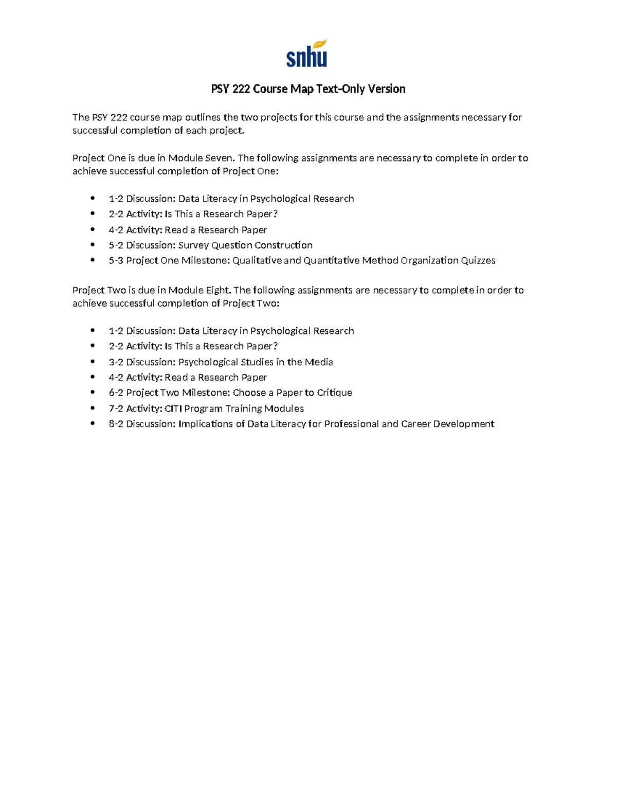 PSY 222 Course Map Text-Only Version - PSY 222 Course Map Text-Only Version The PSY 222 course ...