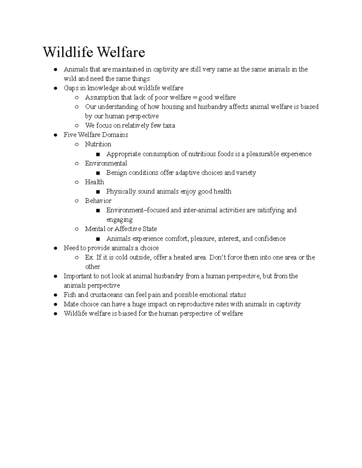Animal Welfare Notes (Wilflife Welfare) - Wildlife Welfare Animals that ...