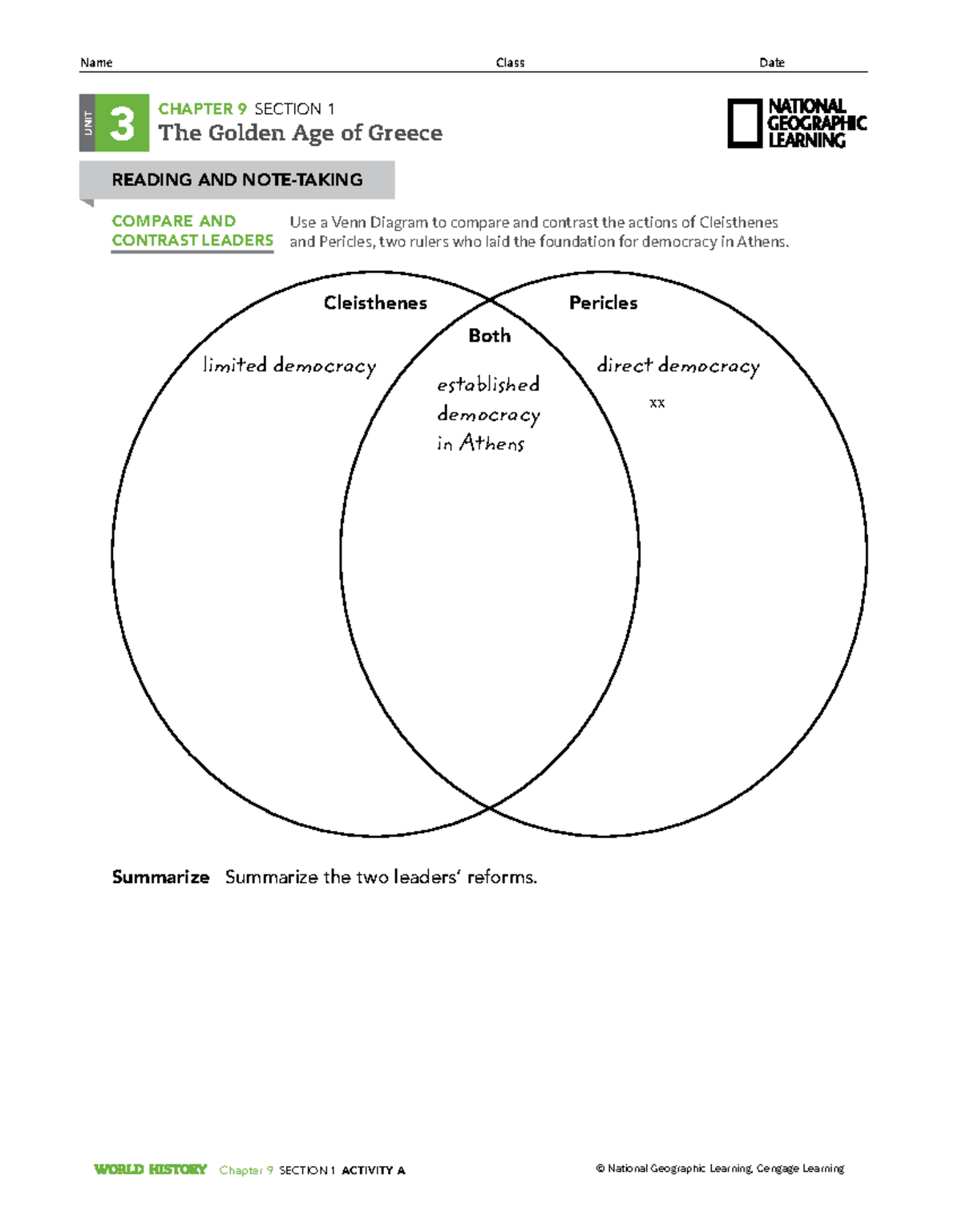 9.1 Notes - not much - Name Class Date Compare and Contrast Leaders Use ...