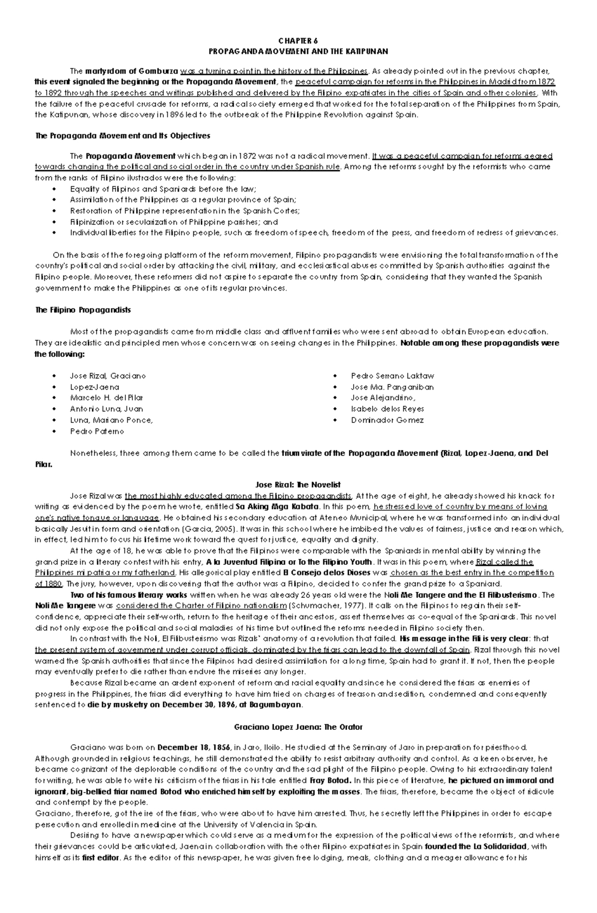 Propaganda Movement - These lecture notes would help you in your future ...