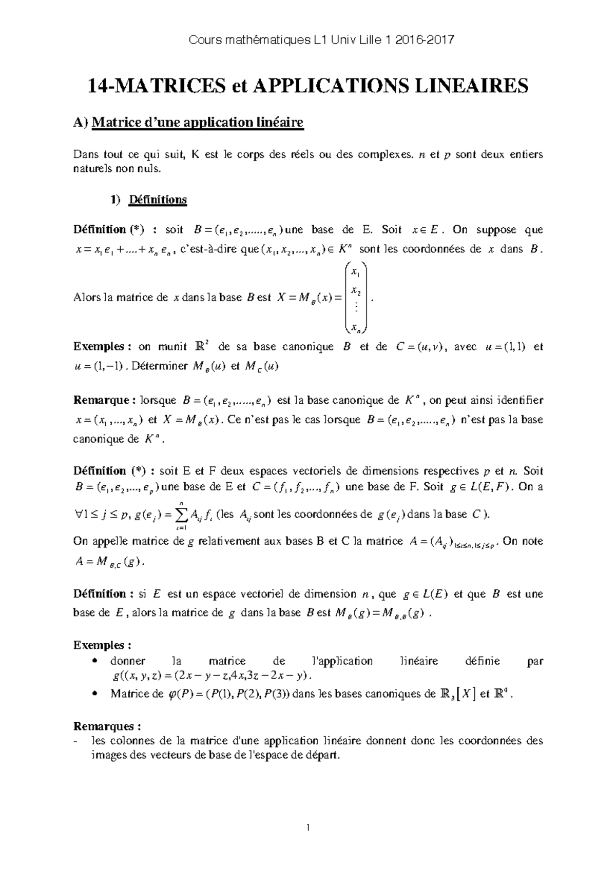14-Matrice d une application linéaire - 14-MATRICES et APPLICATIONS ...