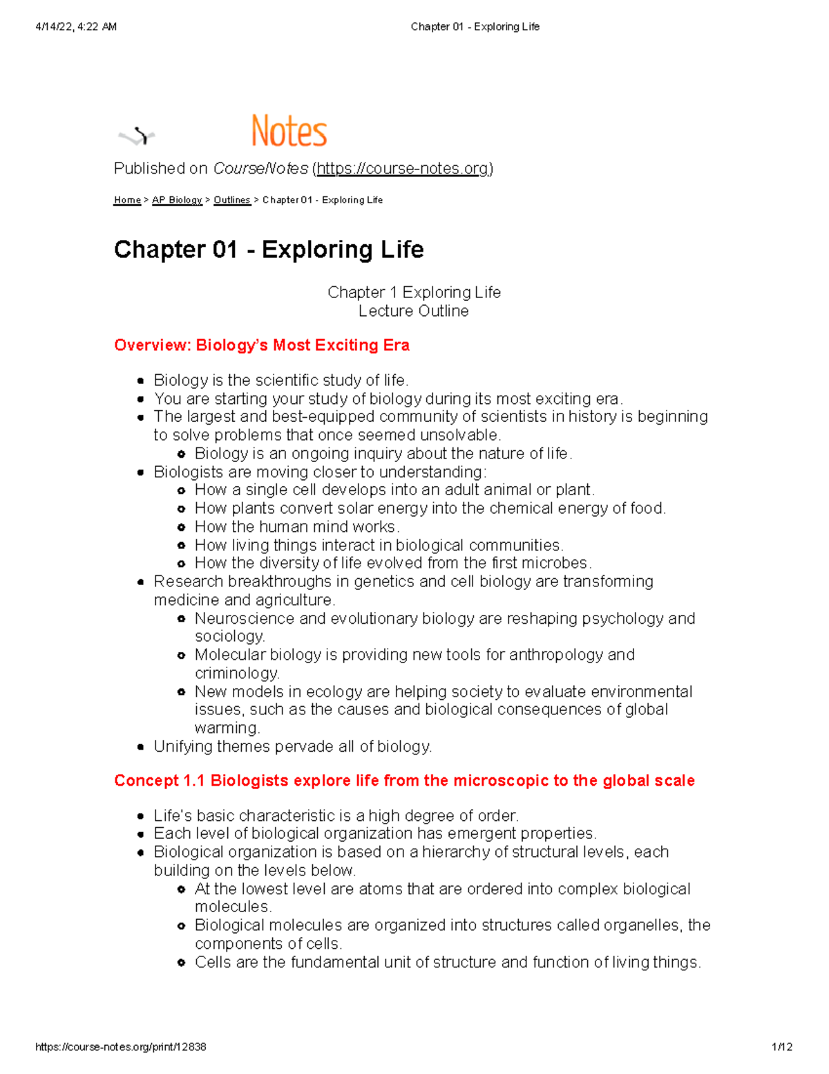 Chapter 01 - Exploring Life - BIO 202 - SBU - Studocu
