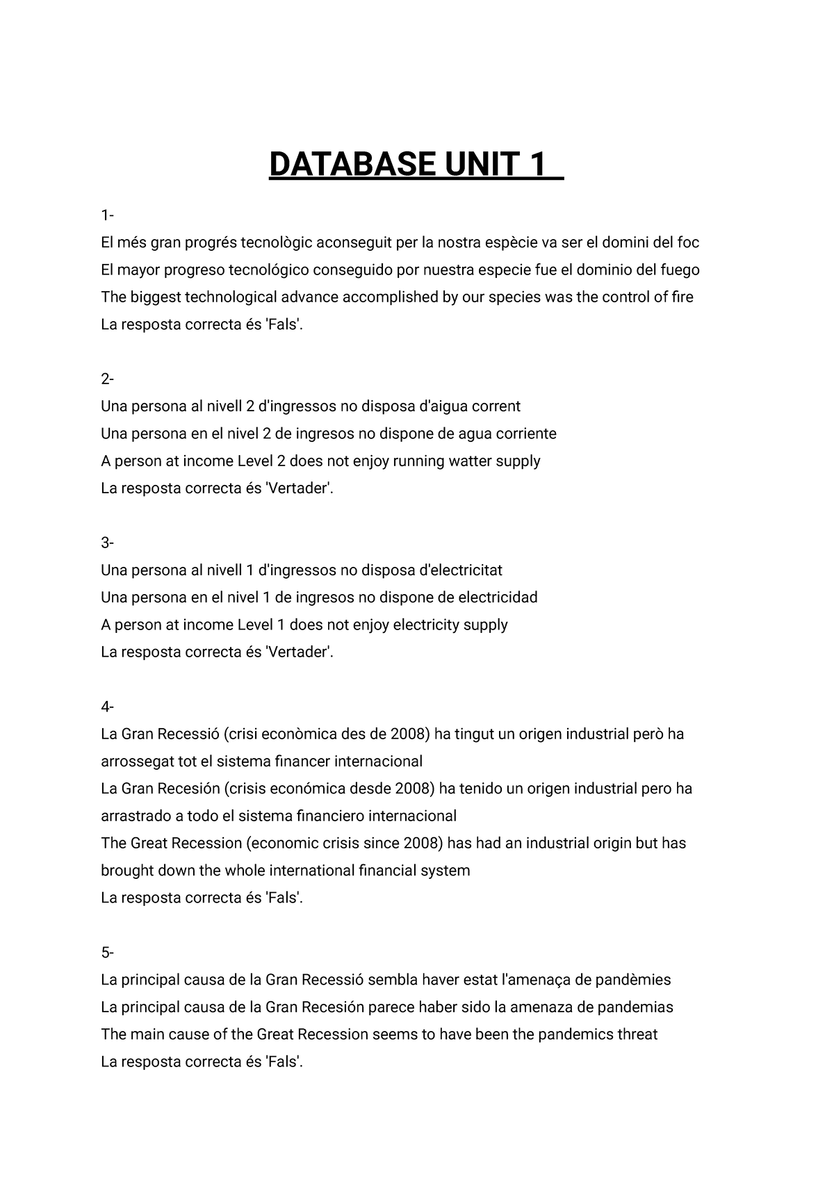 Unit 1 - DATABASE UNIT 1- - Studocu