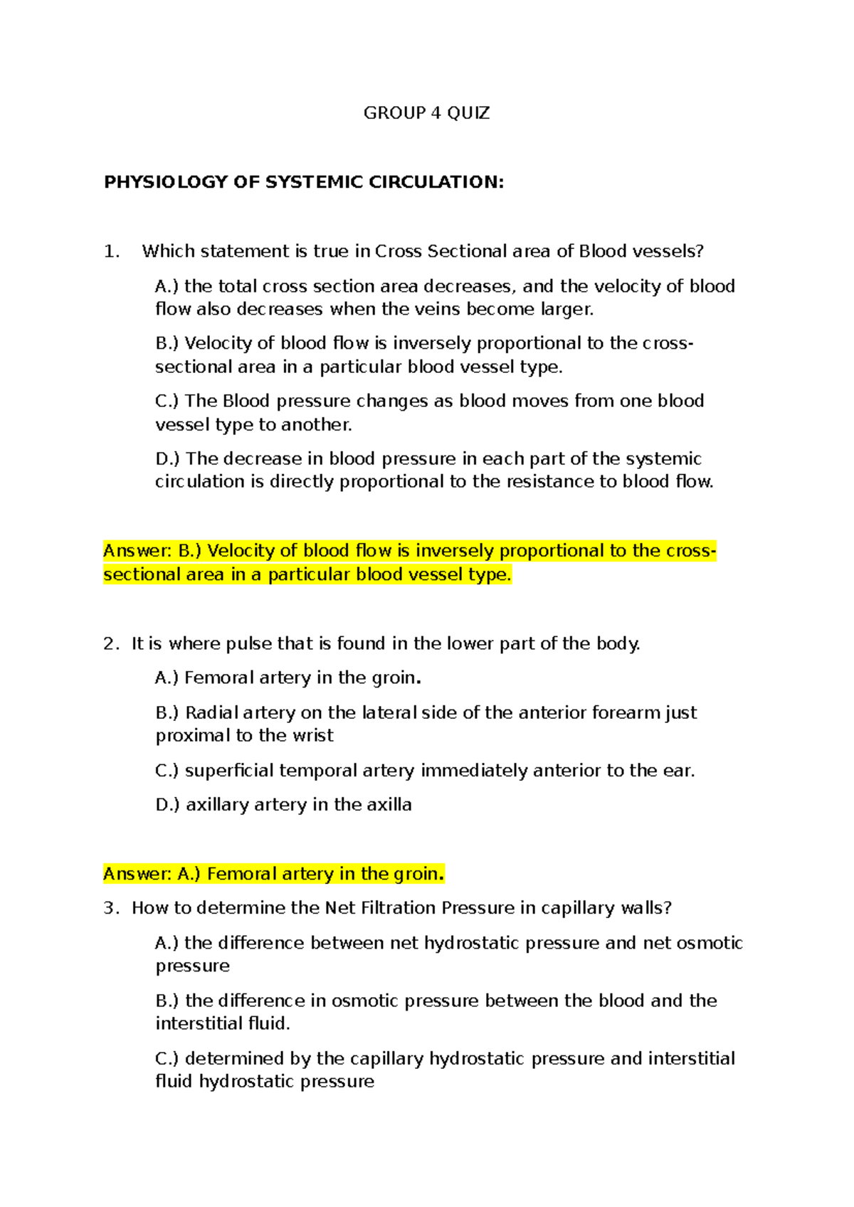 Group-4-QUIZ - Quiz - GROUP 4 QUIZ PHYSIOLOGY OF SYSTEMIC CIRCULATION ...