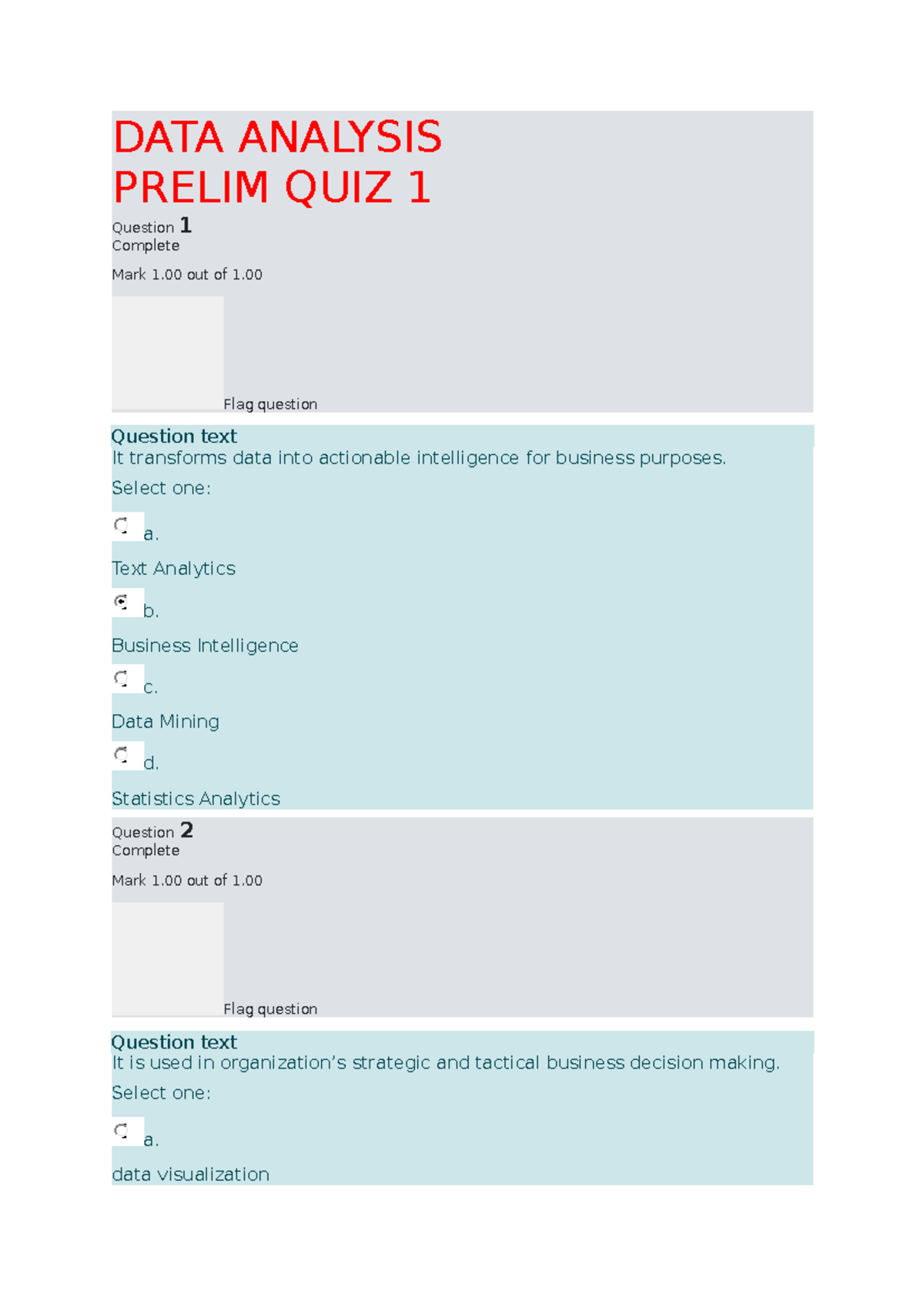 Data-analysis up tofinal exam perf score - DATA ANALYSIS PRELIM QUIZ 1 ...