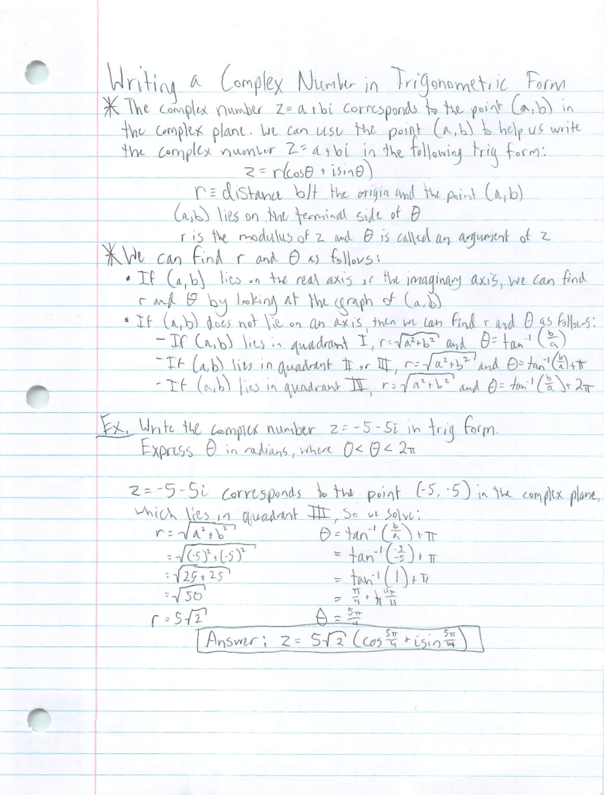 Writing Complex Numbers in Trig Form - Ya K Compley. Kise 3 iN ...
