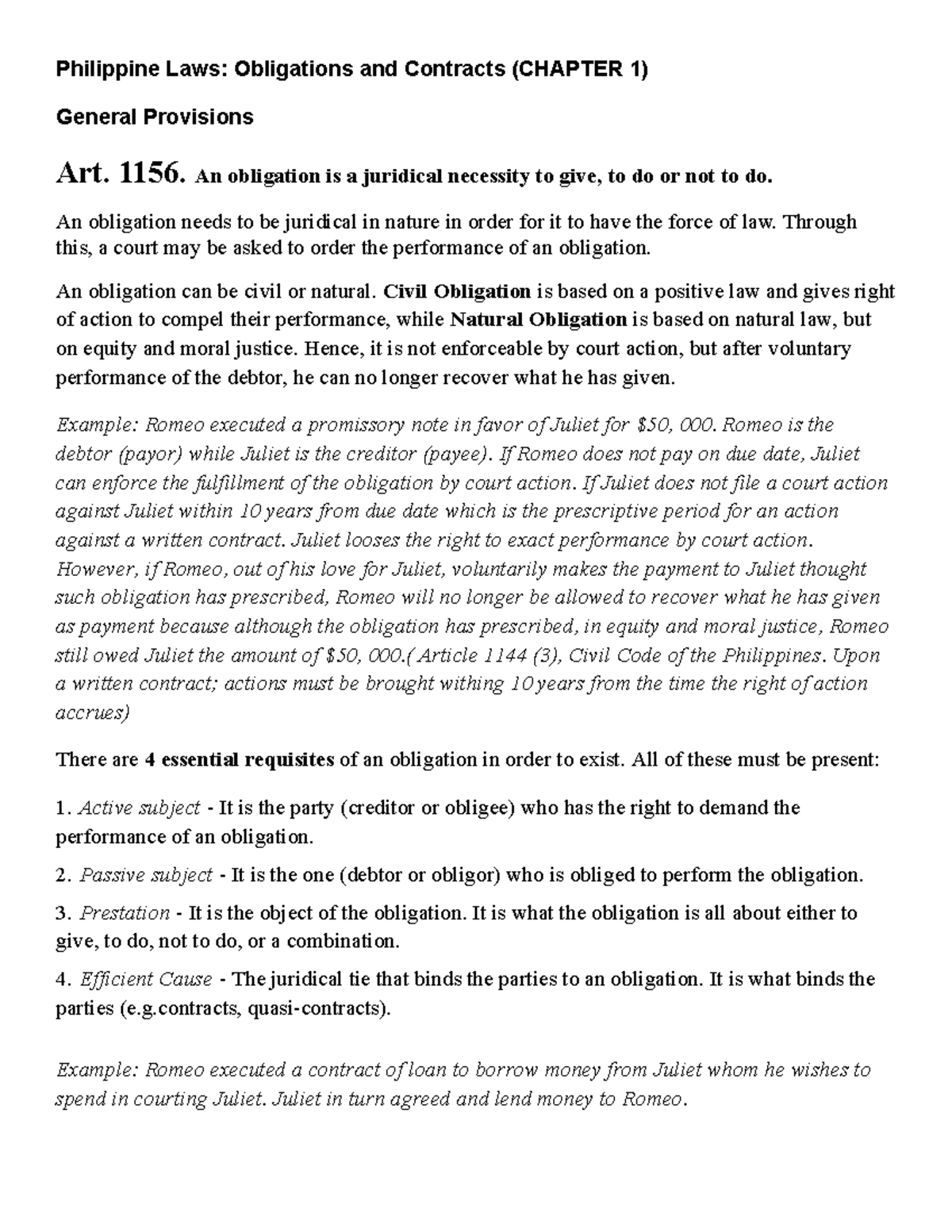 514604125 Obli Con Article 1156 to 1162 - Philippine Laws: Obligations ...