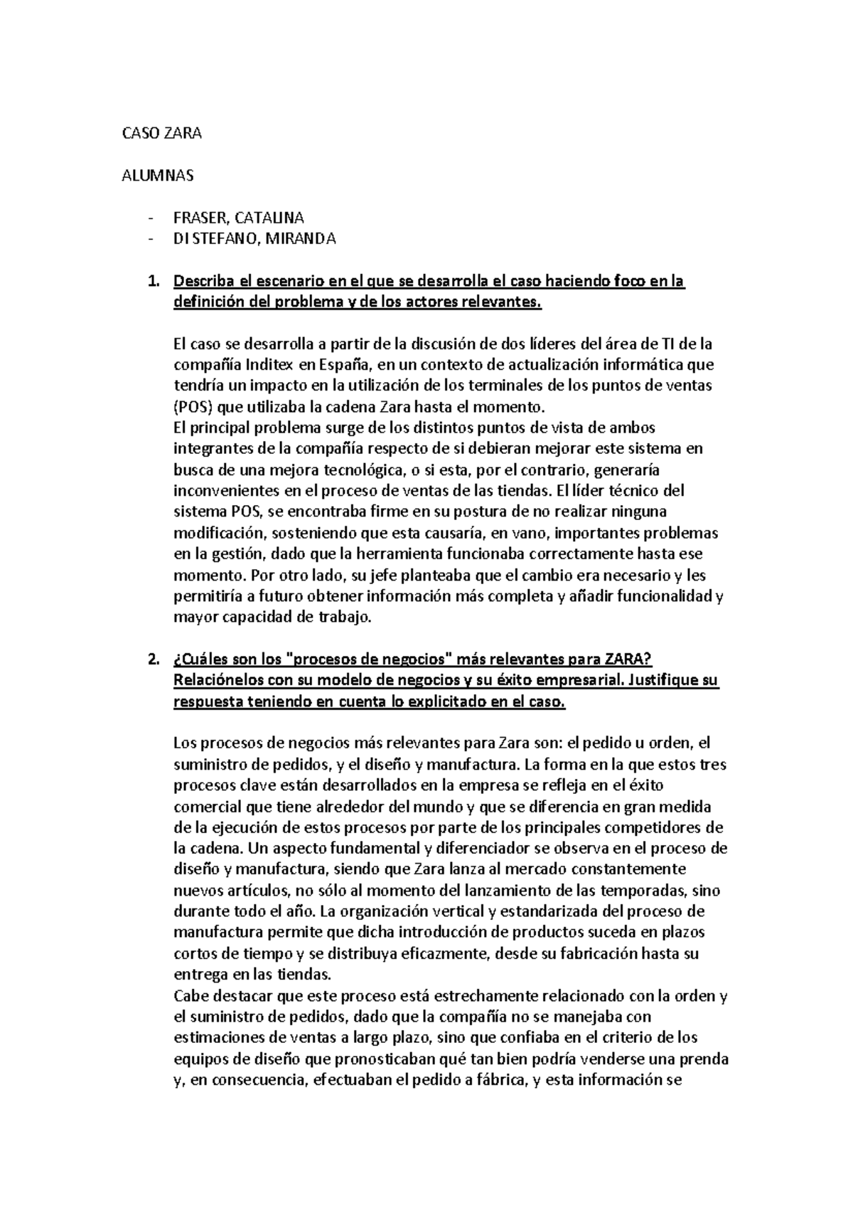 CASO ZARA - CASO PRACTICO VISTO EN CLASE - CASO ZARA ALUMNAS - FRASER ...