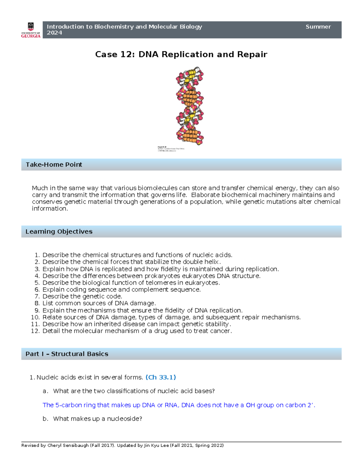 Case 12 - DNA Replication and Repair case Summer 2024 - Case 12: DNA ...