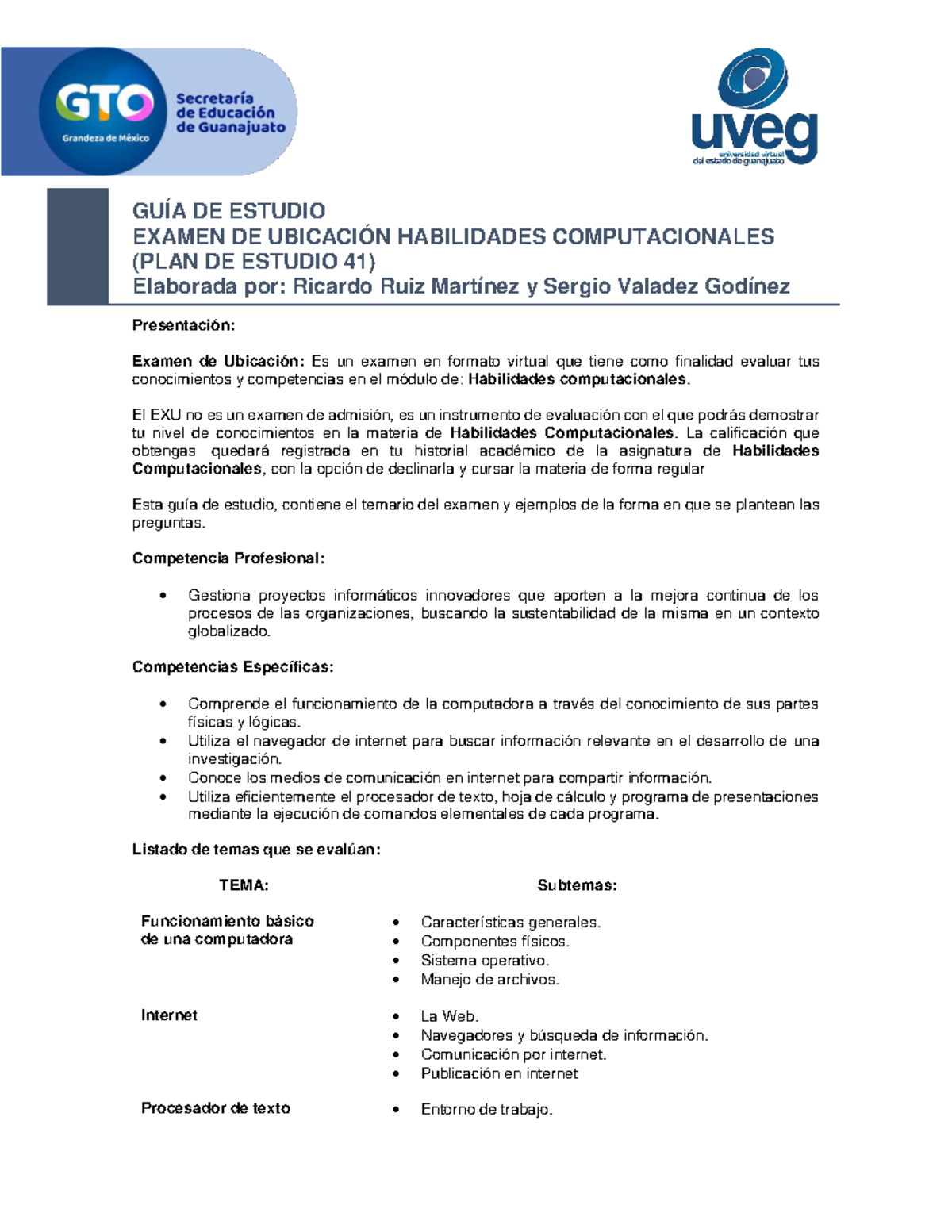 Habilidades computacionales licmod 19 - GUÍA DE ESTUDIO EXAMEN DE ...