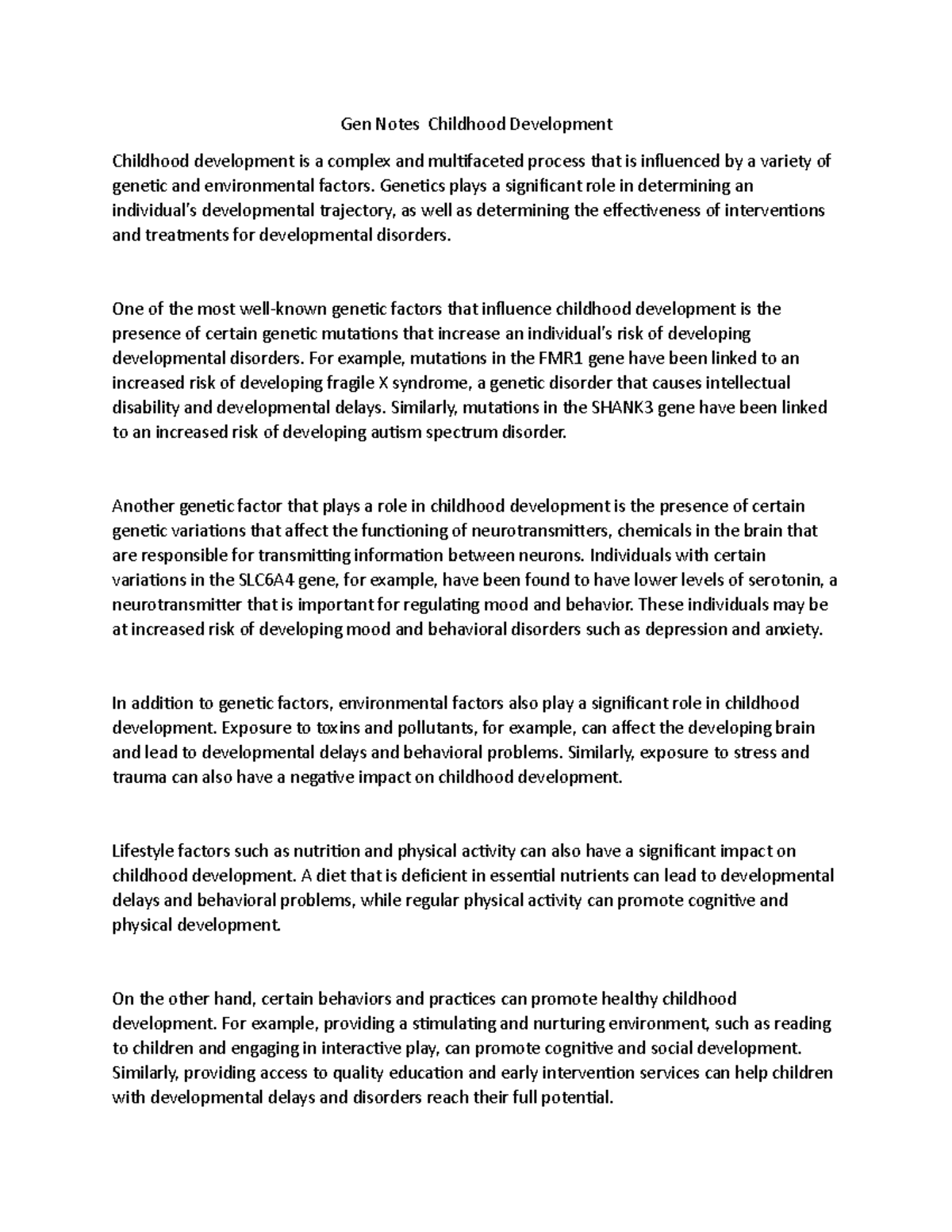 Gen Notes Childhood Development - Gen Notes Childhood Development ...