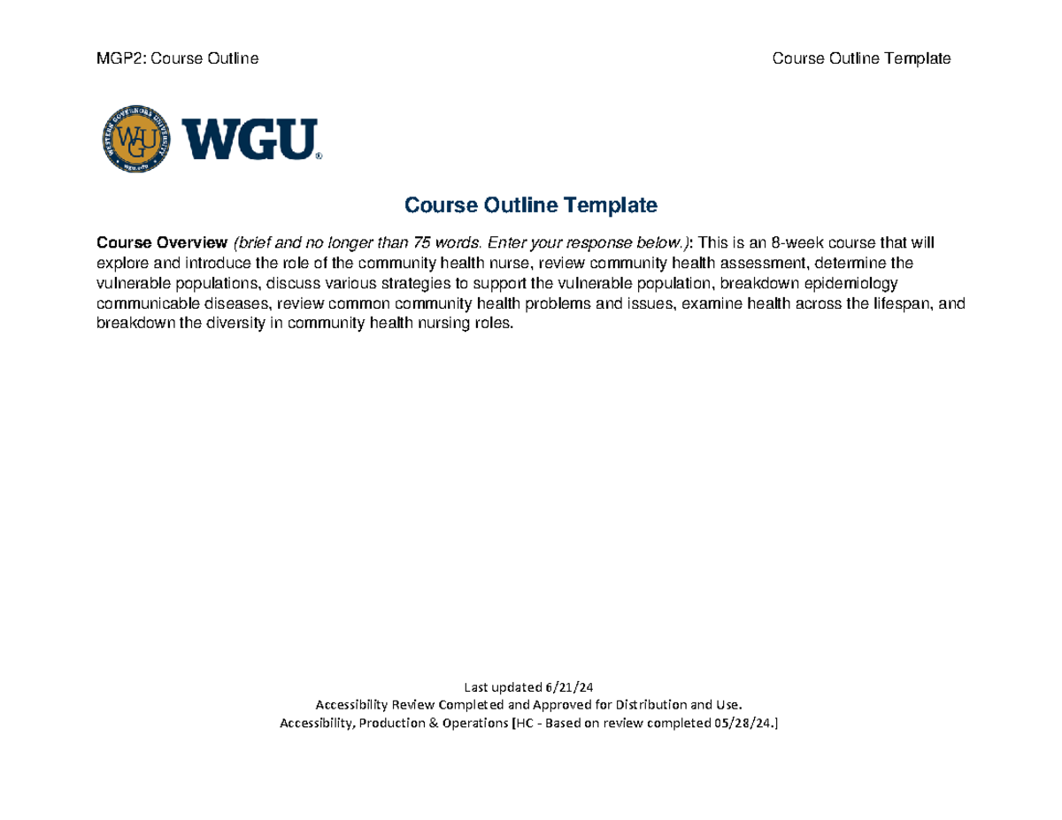 Course Outline C919 - Last updated 6/ 21 / Accessibility Review ...