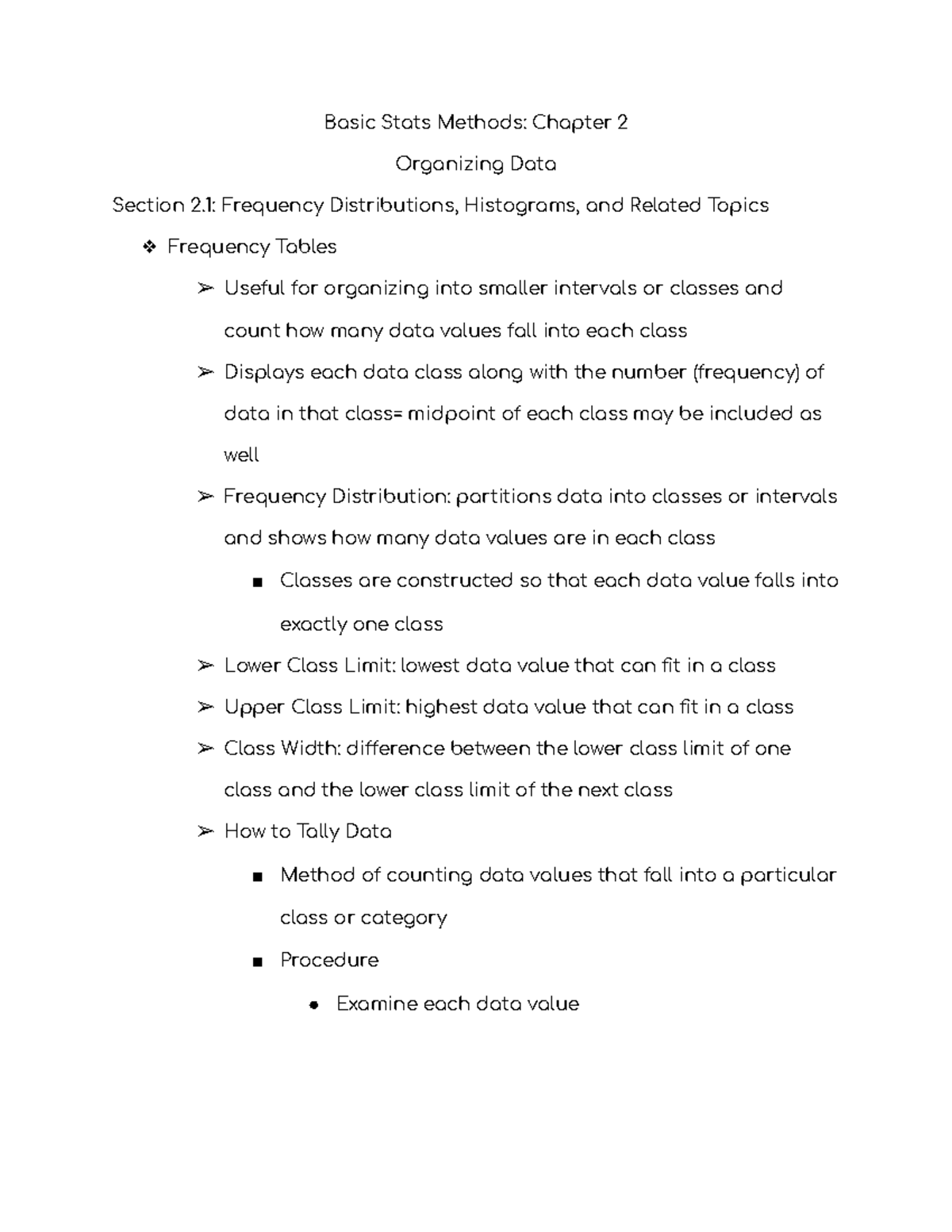 Organizing Data - Basic Stats Methods - Basic Stats Methods: Chapter 2 Organizing Data Section 2 ...