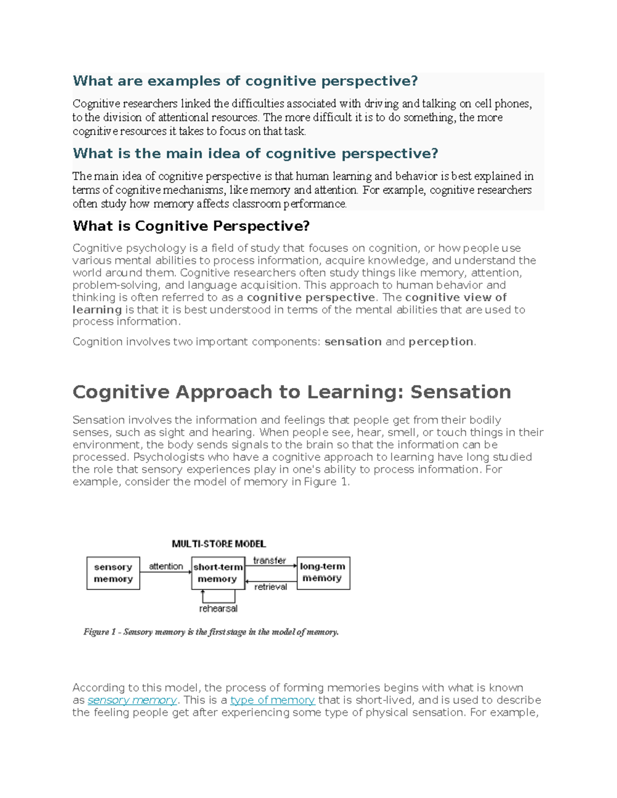Cognitive Perspective - What are examples of cognitive perspective ...
