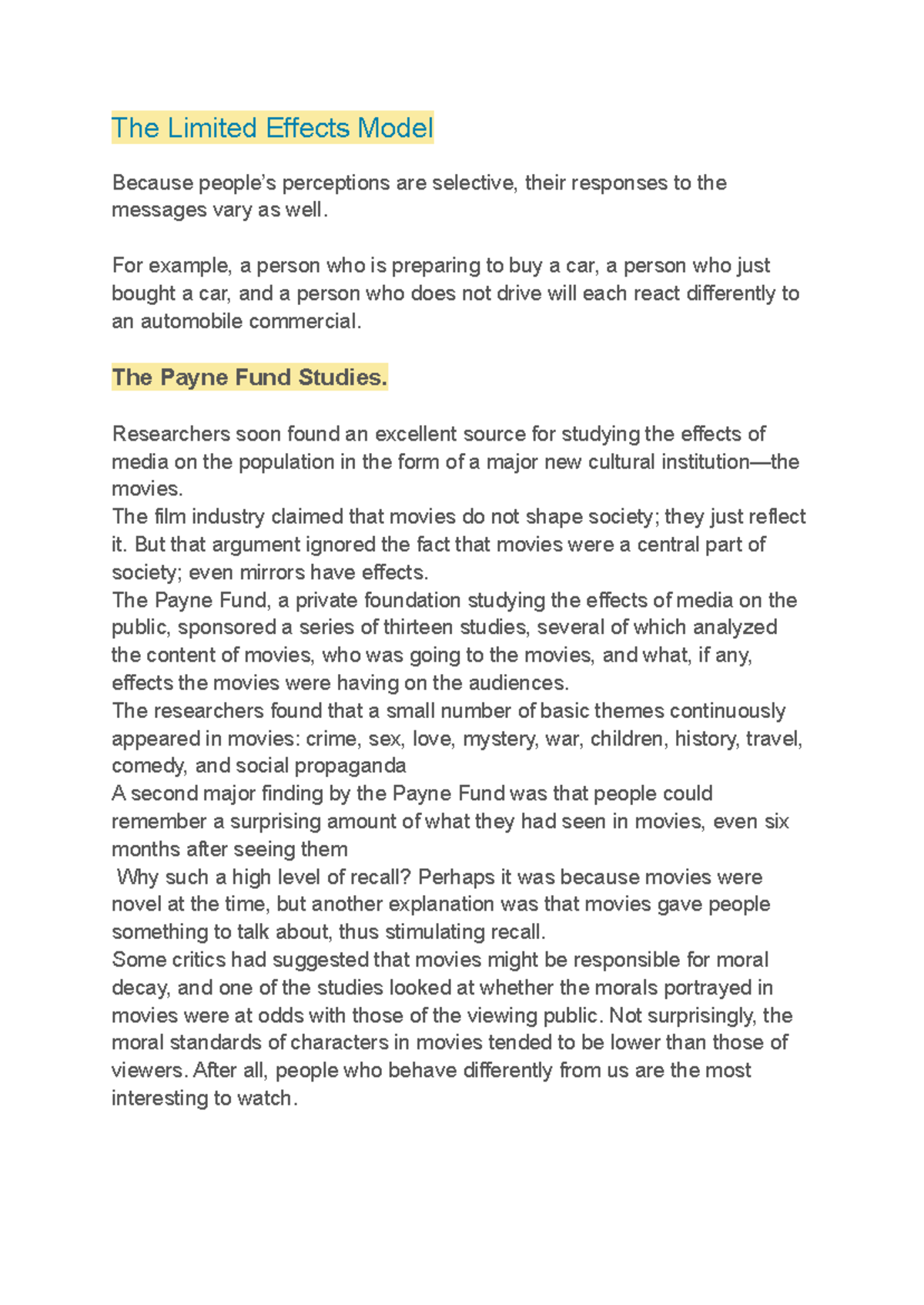 Chapter 2 mass communications - The Limited Effects Model Because ...