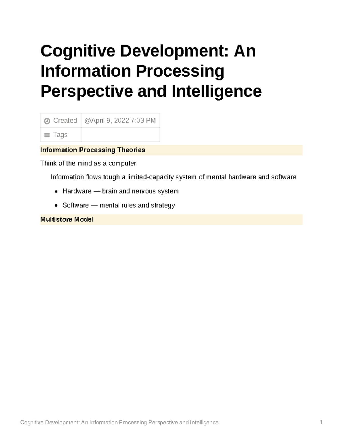 Cognitive Development An Information Processing Perspective and ...