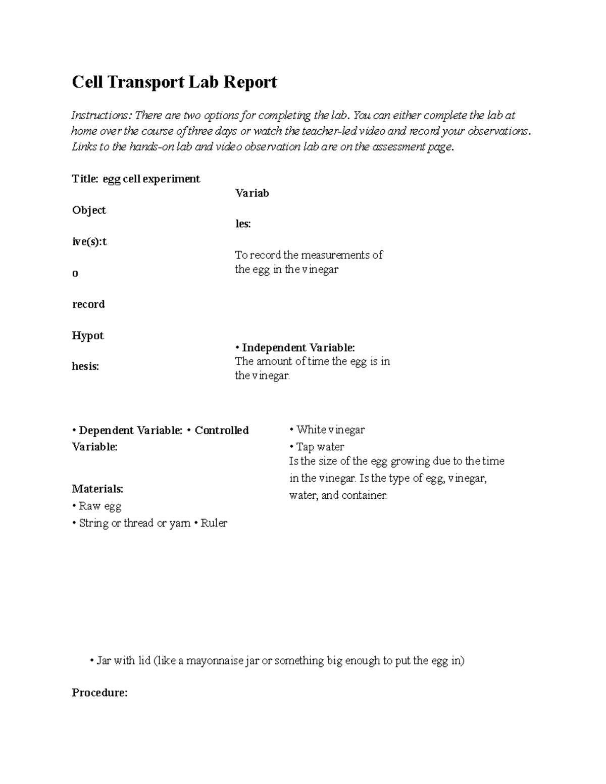 02 04 cell transport lab report copy copy copy - Cell Transport Lab ...