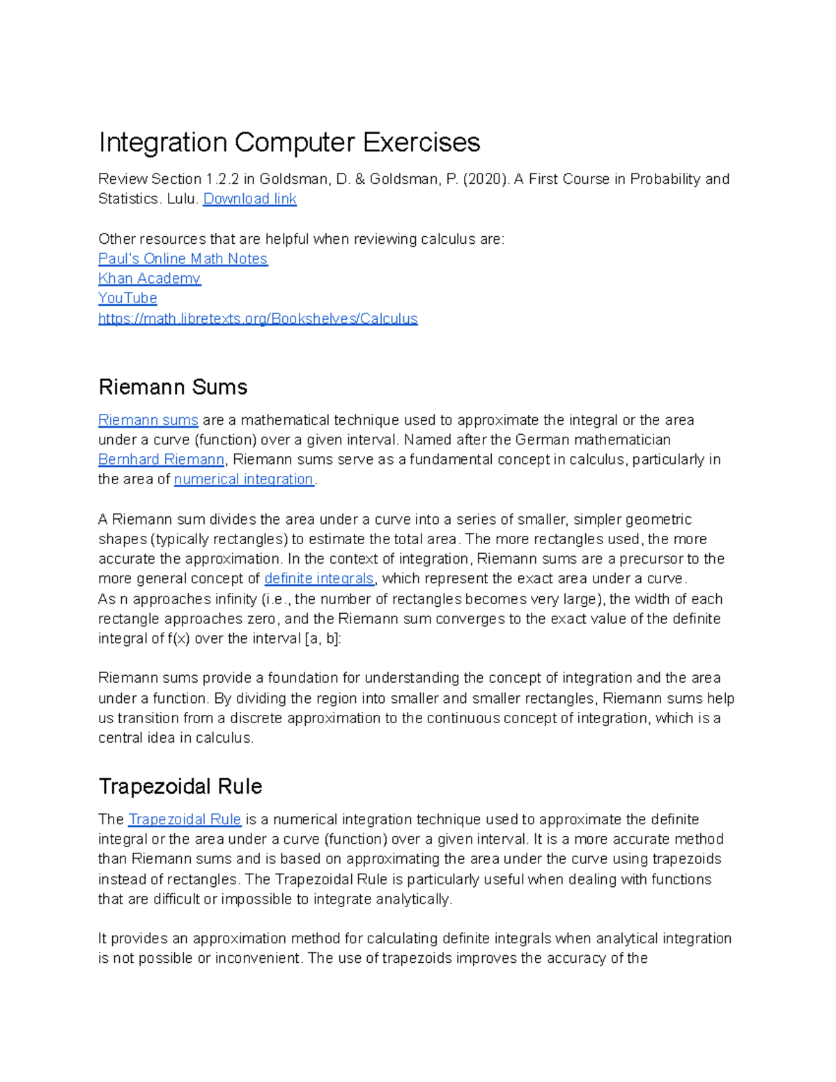 M2L4 Integration Computer Exercises - Integration Computer Exercises ...