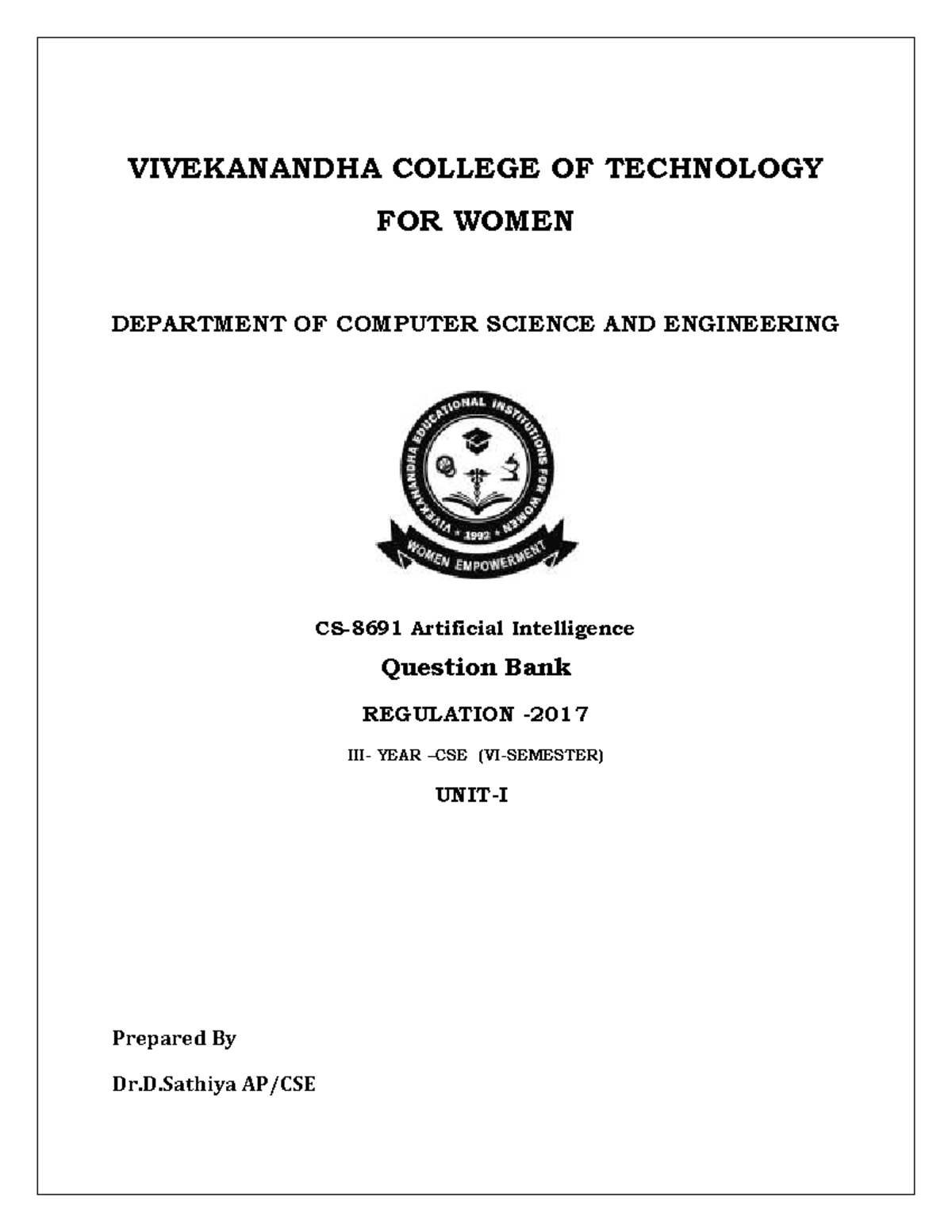 Unit-I QB AI - Artificial intelligence first module - - Studocu