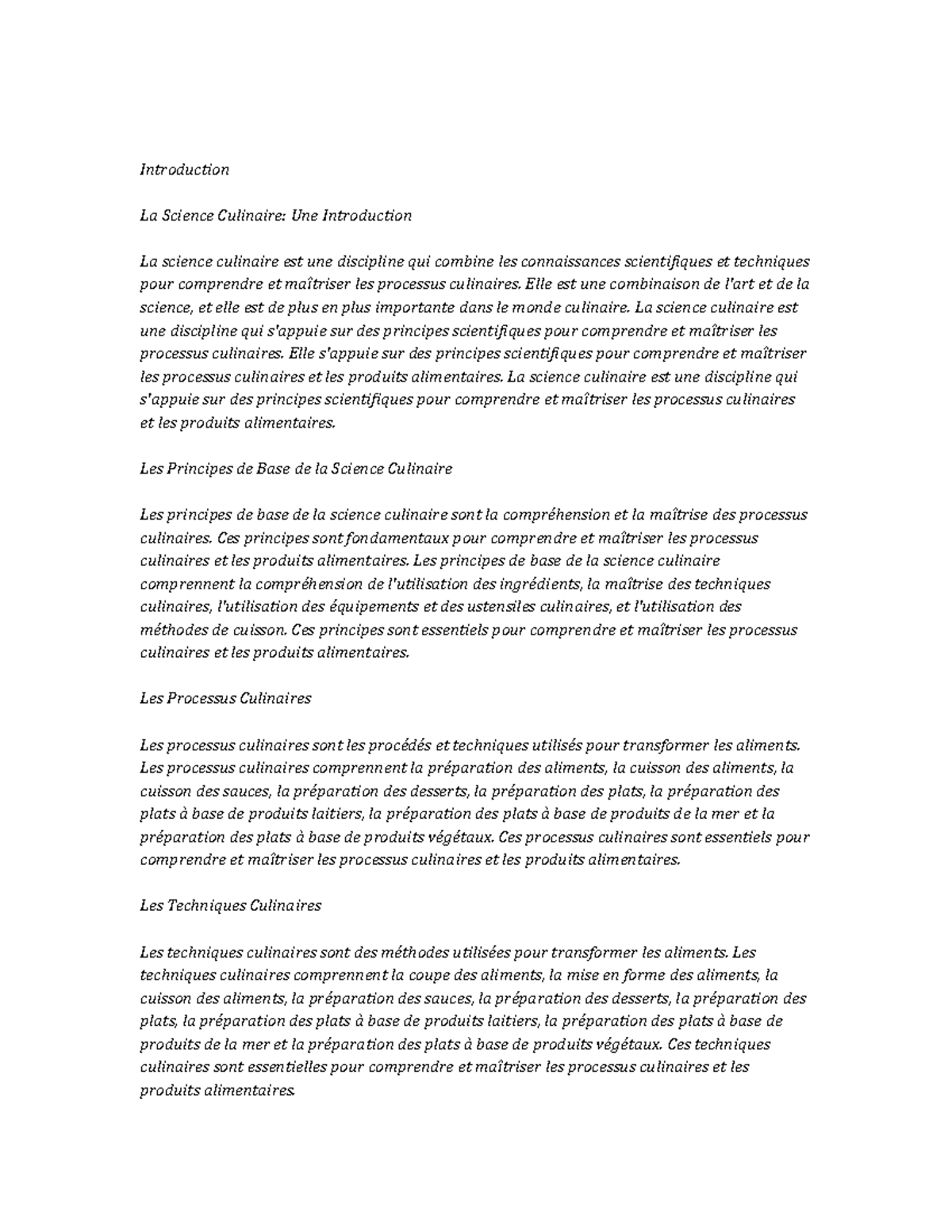 Culinary Science Study Notes - Introduction La Science Culinaire: Une ...