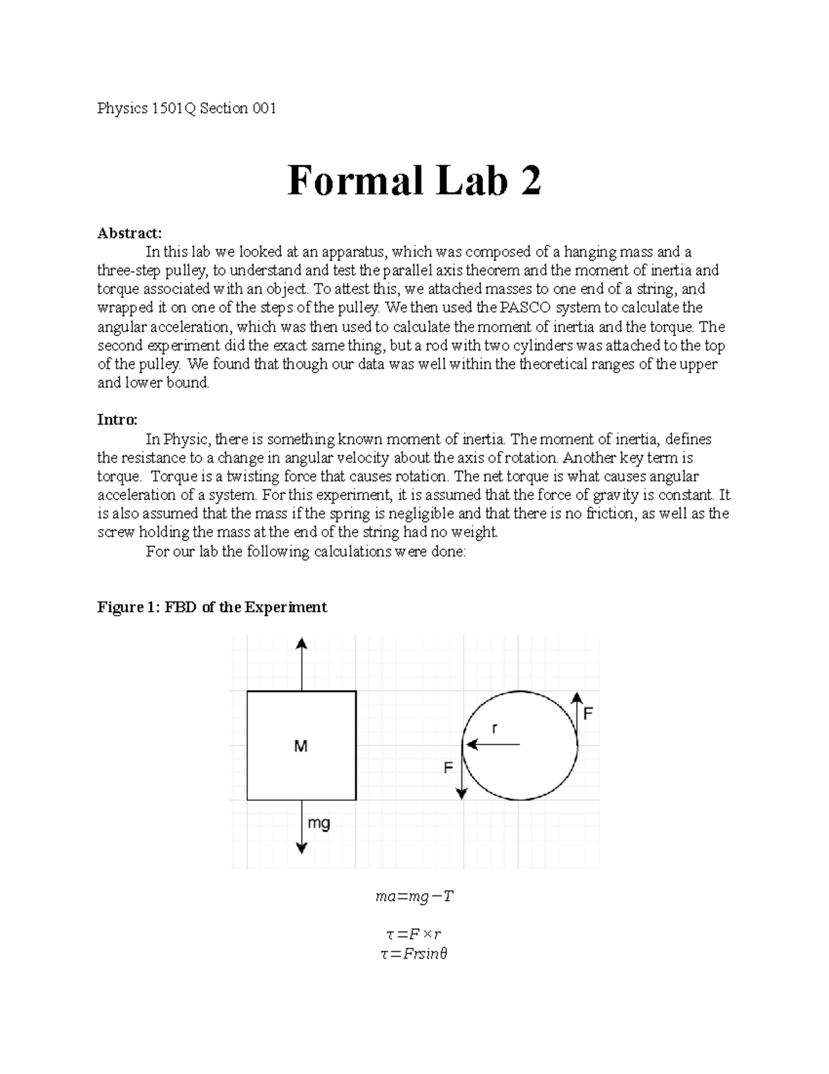 Formal Lab 8 Final - Physics 1501Q Section 001 Formal Lab 2 Abstract ...